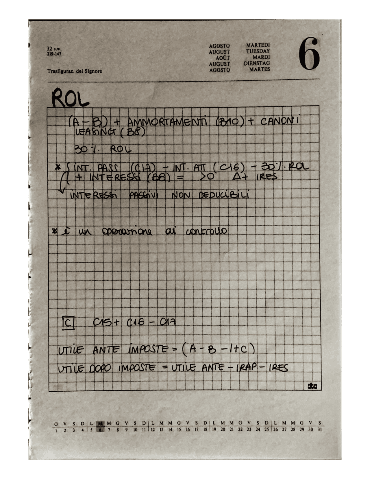 Passaggi Calcolo Rol Ires Irap Appunti Di Finanza Docsity
