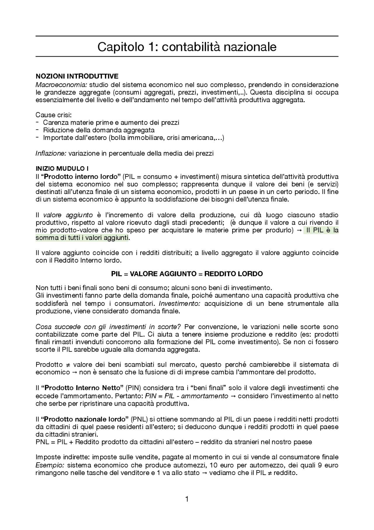 Dispensa Macro Modulo 1 Prof Femminis Dispense Di Macroeconomia