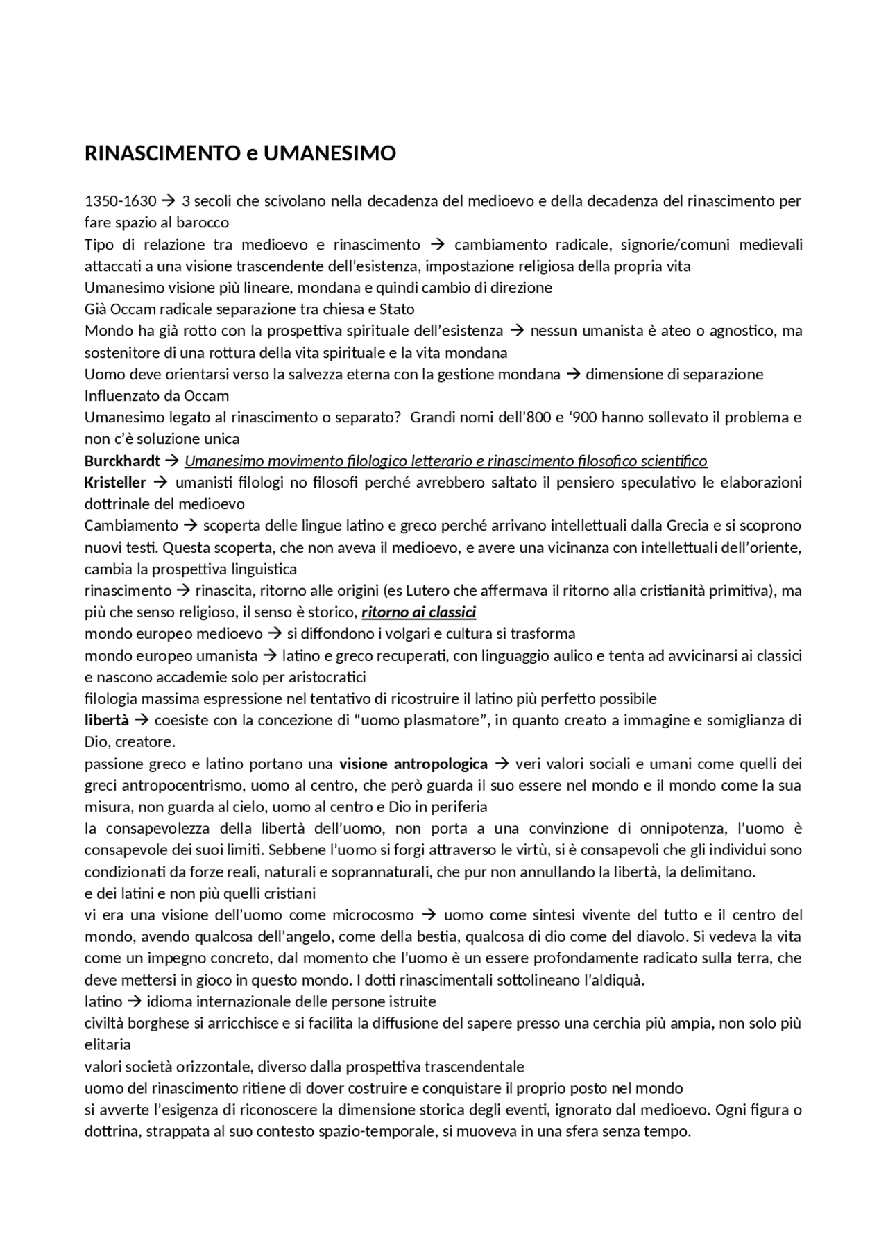 Umanesimo E Rinascimento Appunti Di Filosofia Docsity