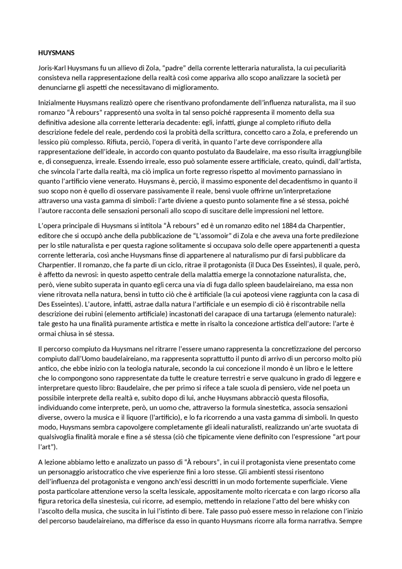 Letteratura Francese Parte Del Programma Appunti Di Letteratura
