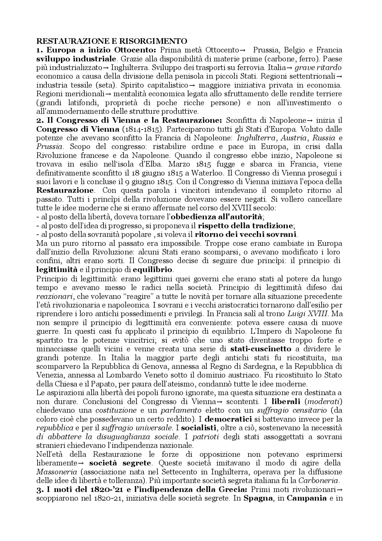 Programma Storia Riassunto Per Maturità Appunti Di Storia Docsity