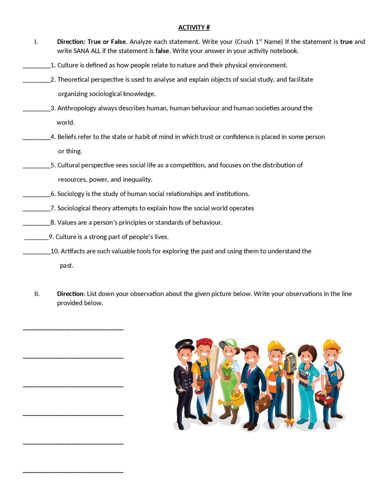 Activity In Introduction To Philosophy Exercises Philosophy Docsity