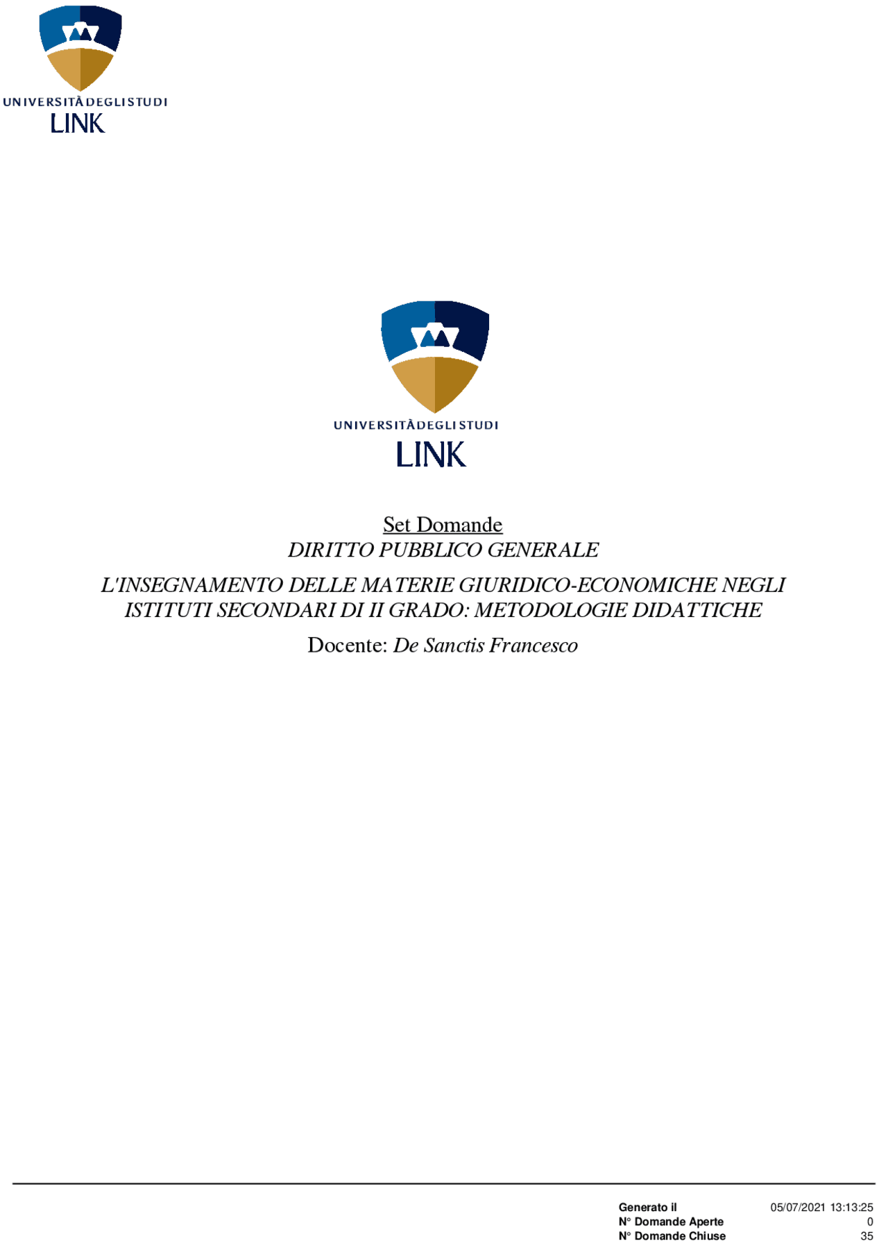 Paniere Svolto Diritto Pubblico Generale Panieri Di Diritto Pubblico