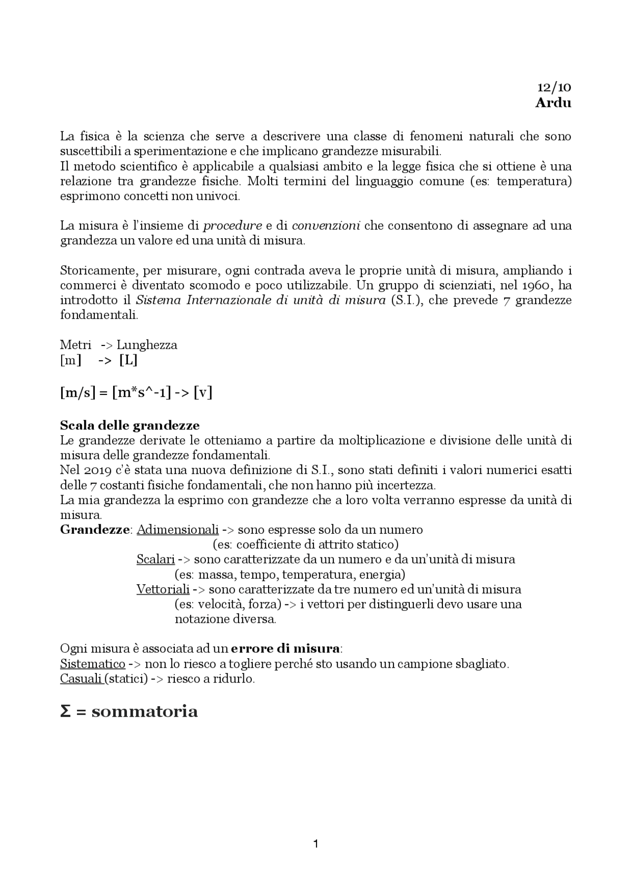 Fisica Infermieristica Unimi Sintesi Del Corso Di Fisica Docsity
