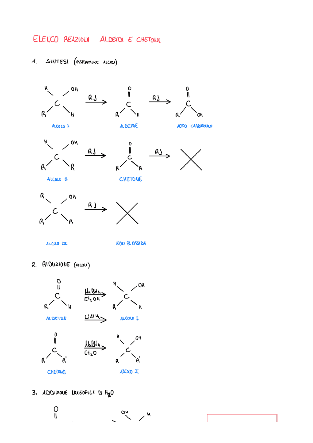 Elenco reazioni Aldeidi e Chetoni | Formulari di Chimica organica | Docsity