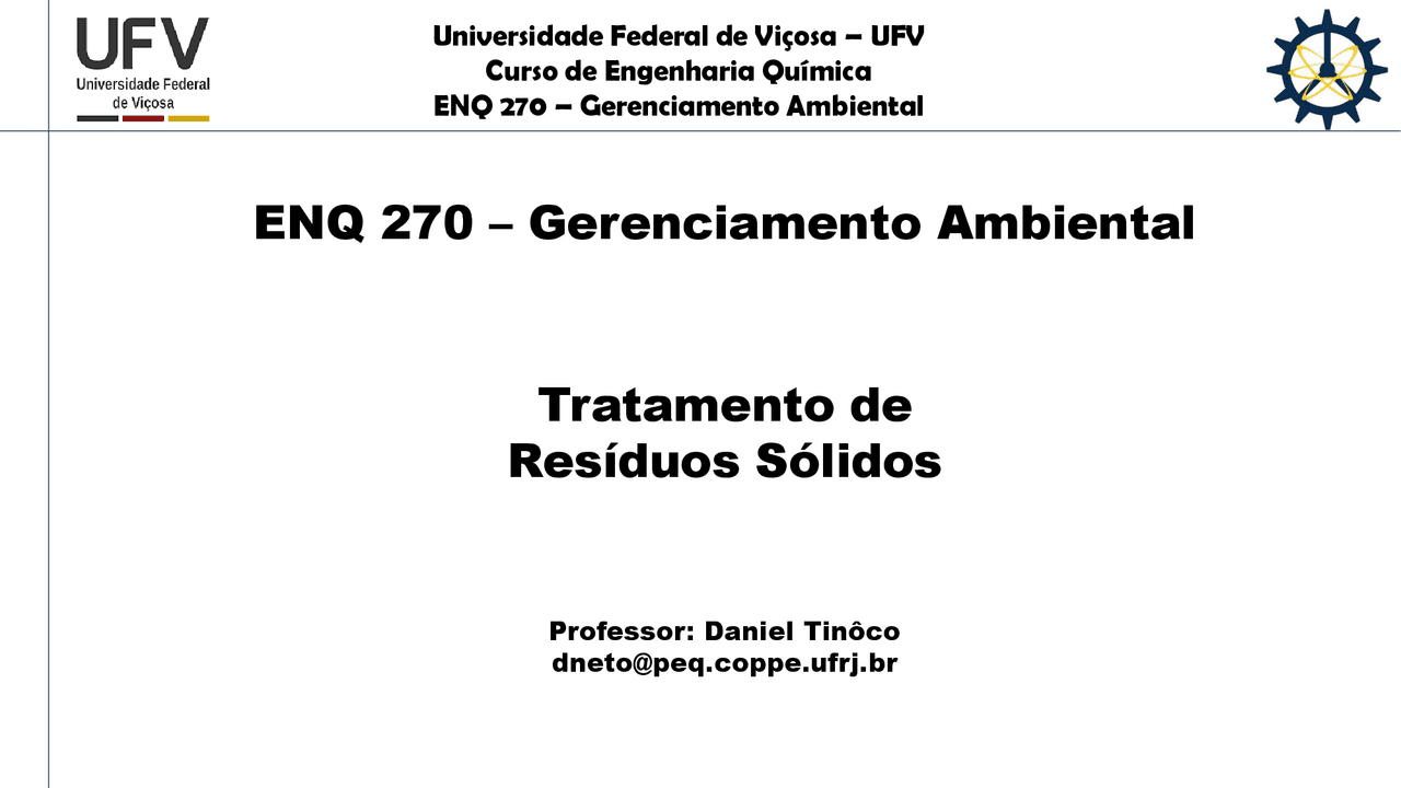 Tratamento De Resíduos Sólidos Notas De Aula Gestão Ambiental Docsity