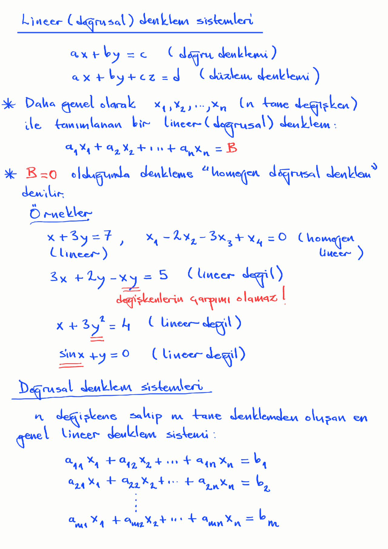 Systems Of Linear Equations Lecture Notes Linear Algebra Docsity