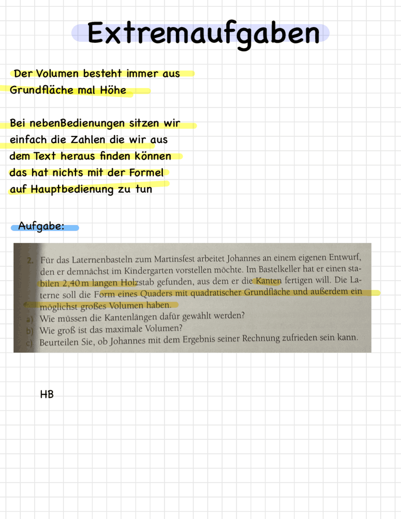 Extremaufgaben Types Abiturprüfungen Mathematik Docsity