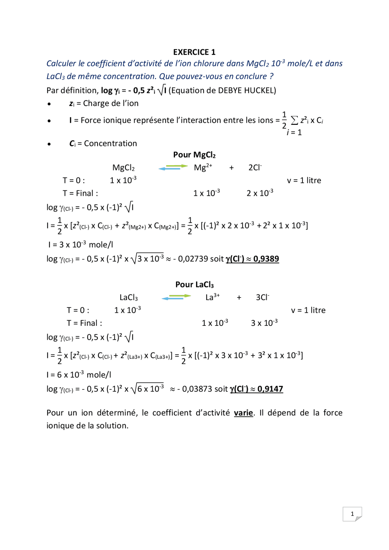 Electrolyte Exercices Exercises Electrochemistry Docsity