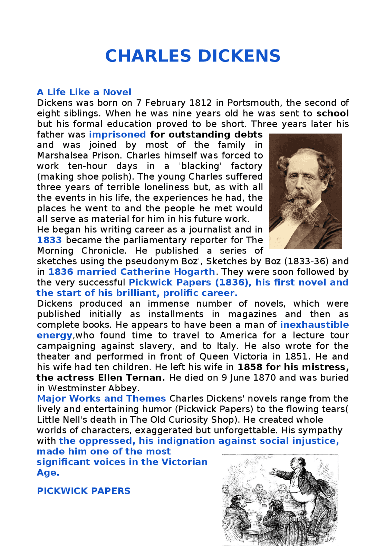 Charles Dickens- English Literature | Appunti di Inglese | Docsity