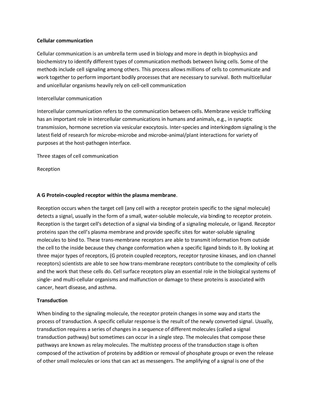 Cellular Communication---Cell Biology | Study notes Biology | Docsity