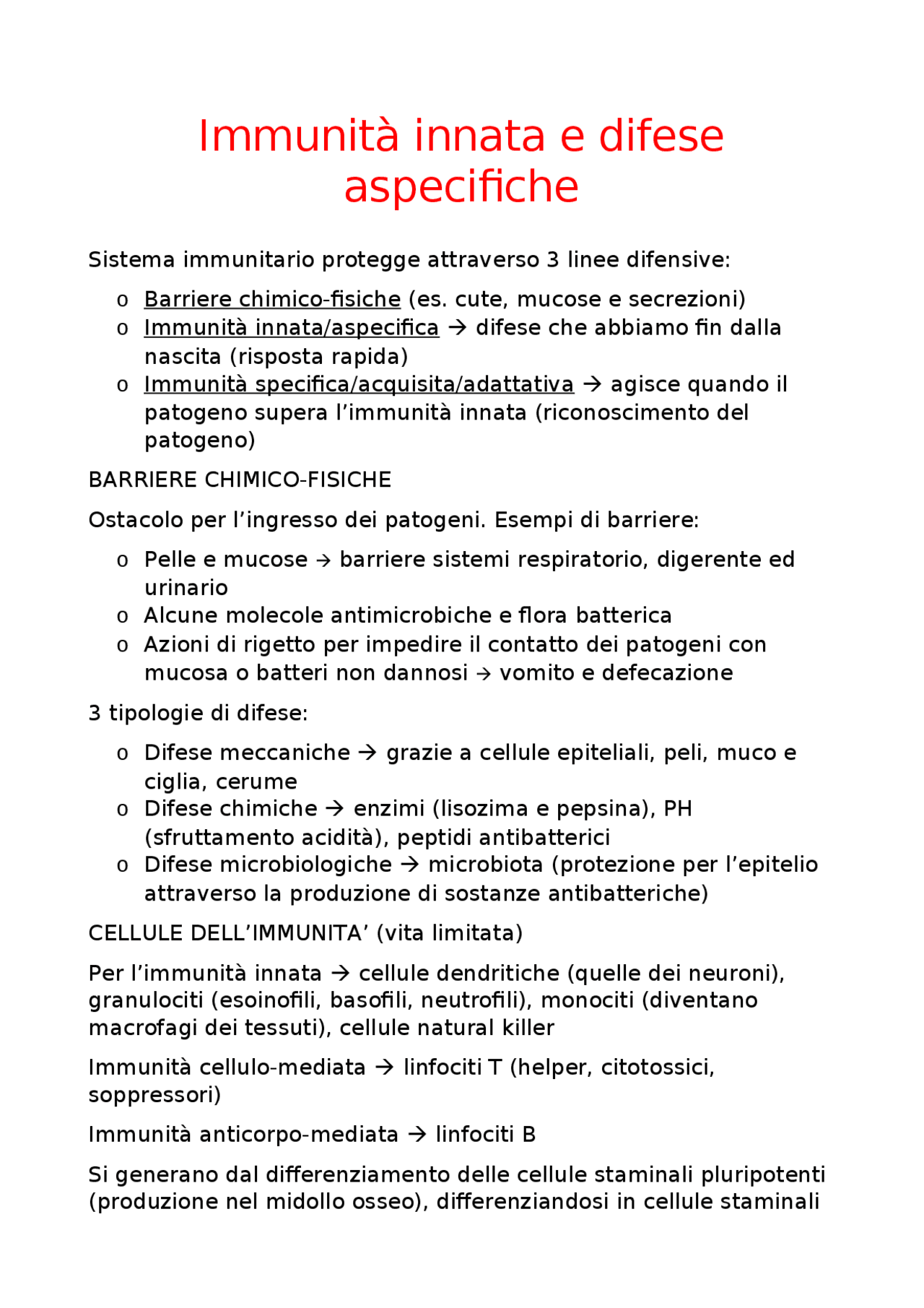 Il Sistema Immunitario Schemi E Mappe Concettuali Di Anatomia Docsity