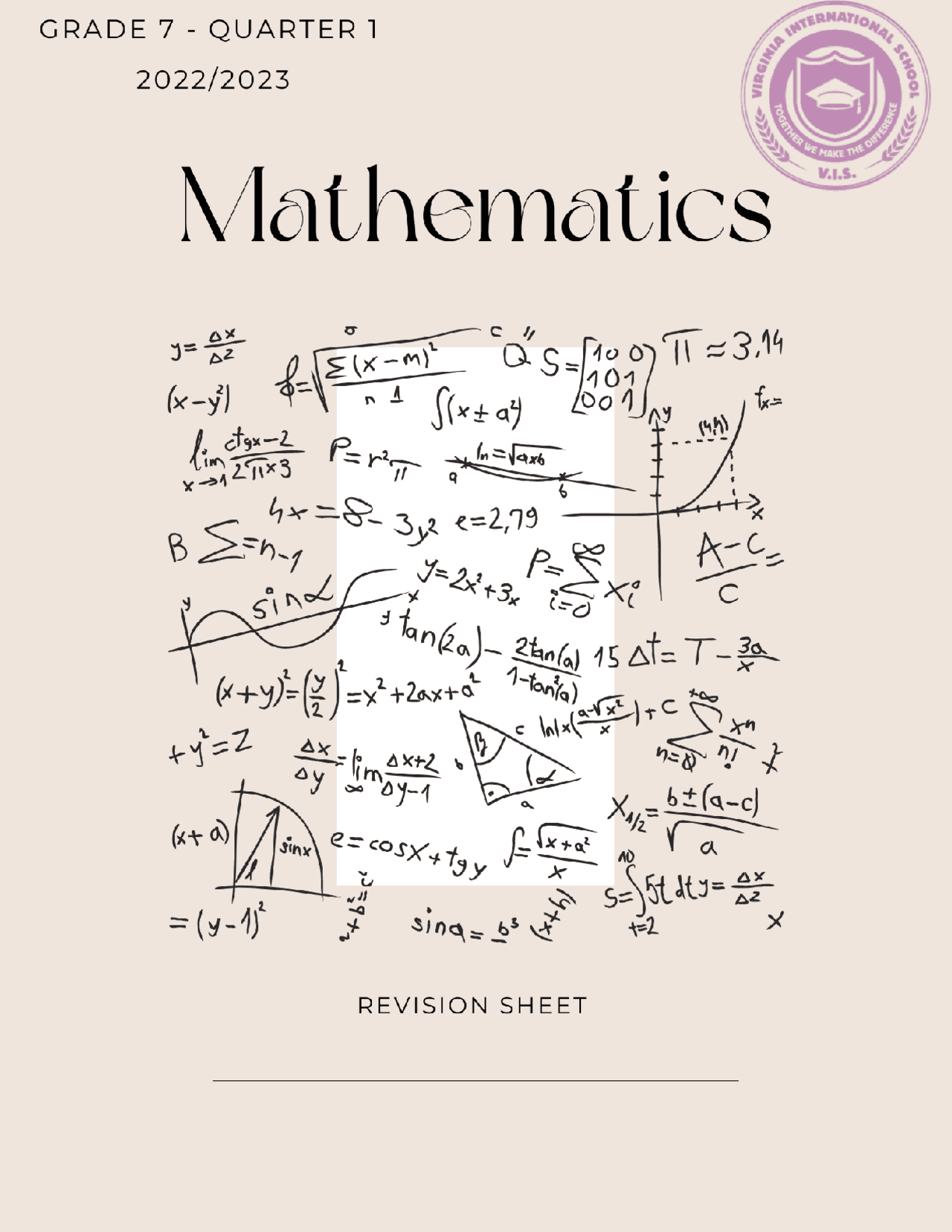 Grade 7 - revision sheet quarter 1 | Exercises Mathematics | Docsity