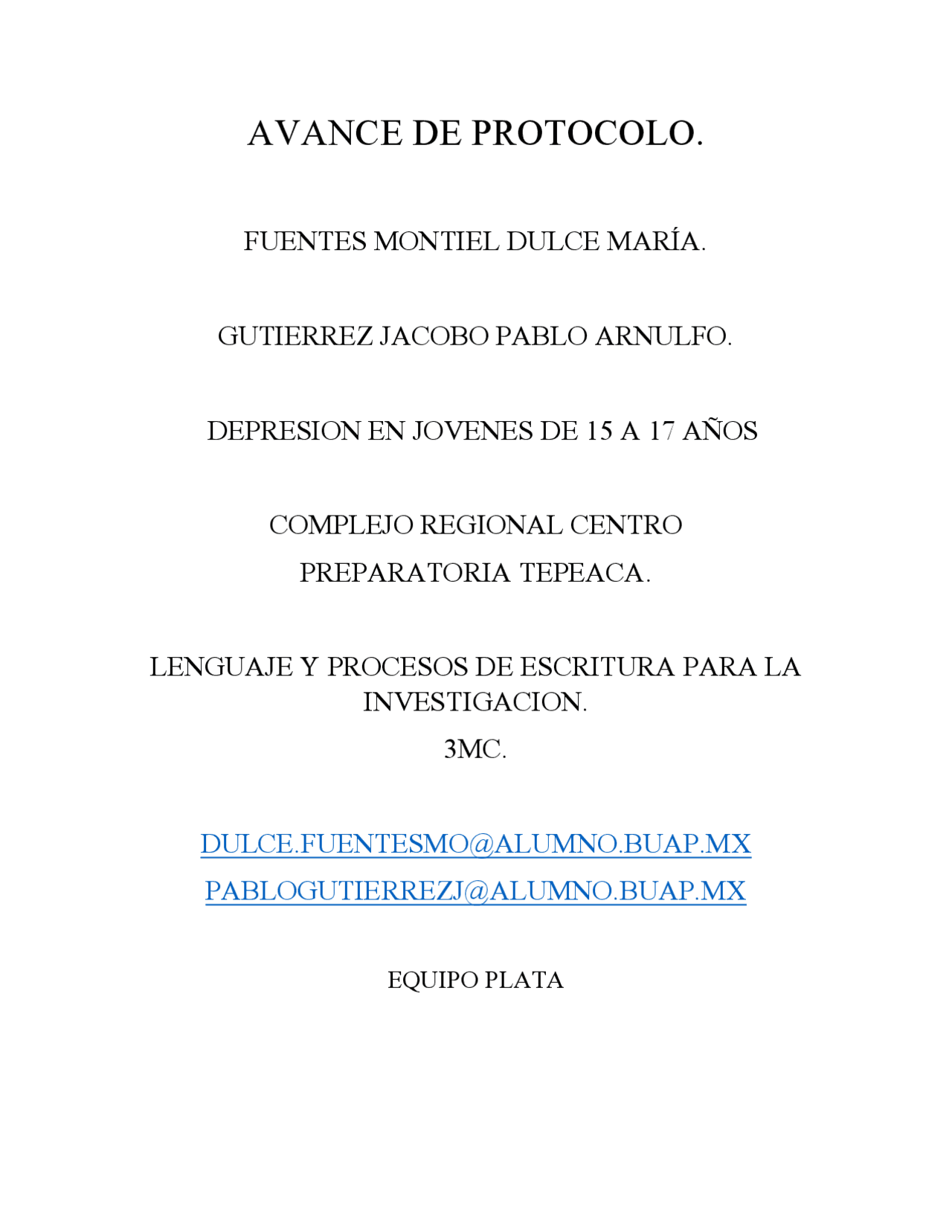 Avance de protocolo | Monografías, Ensayos de Historia de España | Docsity