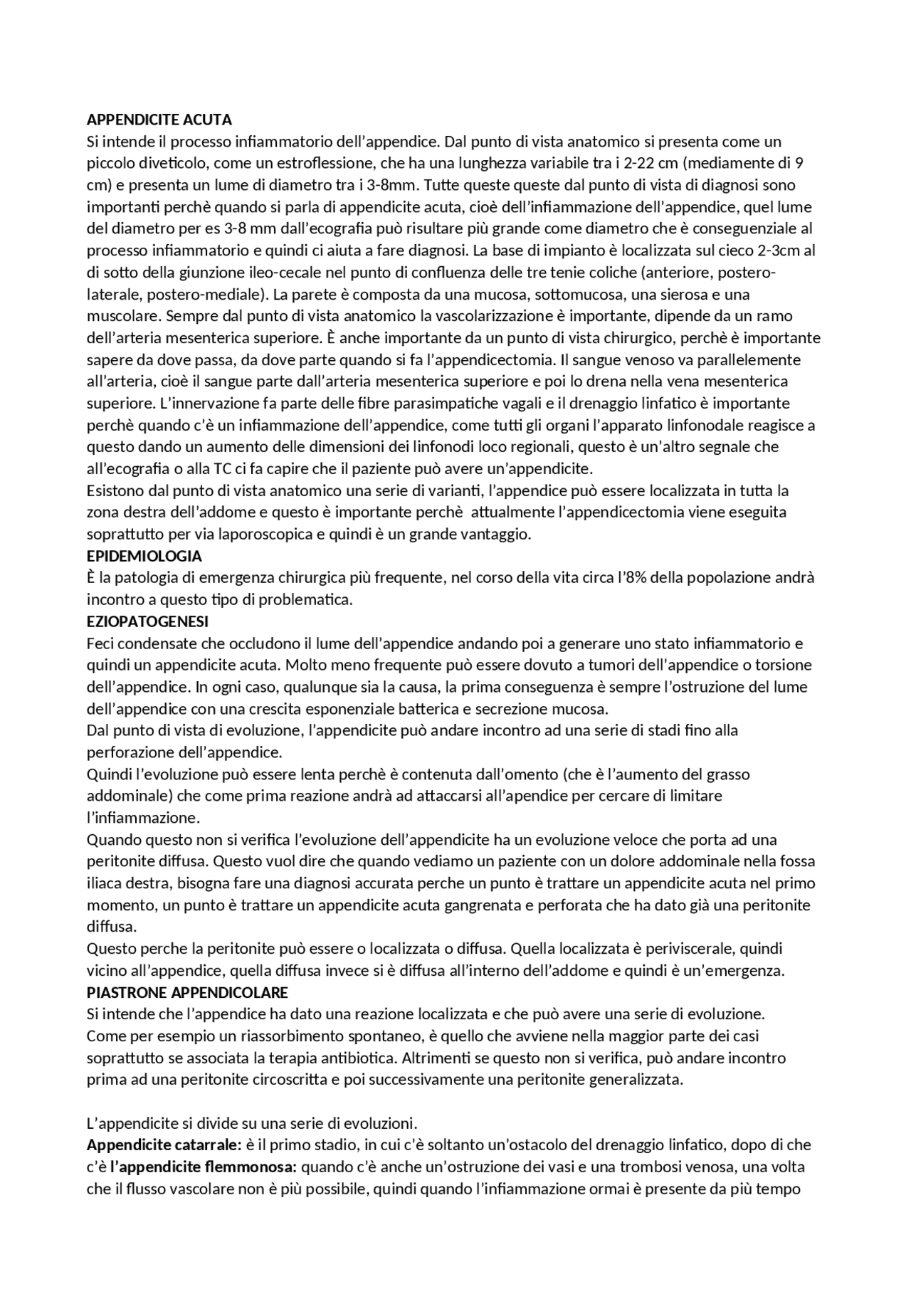 Appunti Di Appendicite Appunti Di Chirurgia Generale Docsity