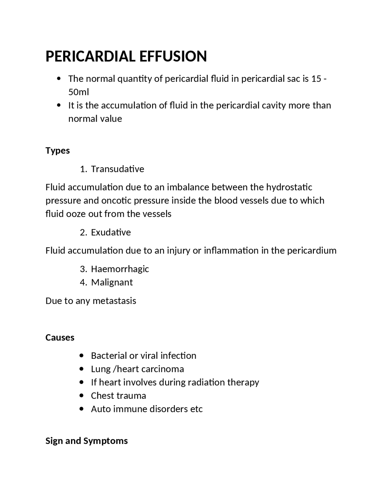 Pericardial Effusion: Types, Causes, Symptoms, Signs, and ...