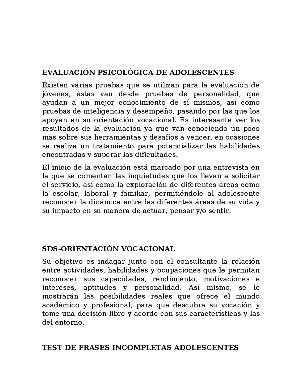 EvaluaciÓn PsicolÓgica De Adolescentes Resúmenes De Psicología