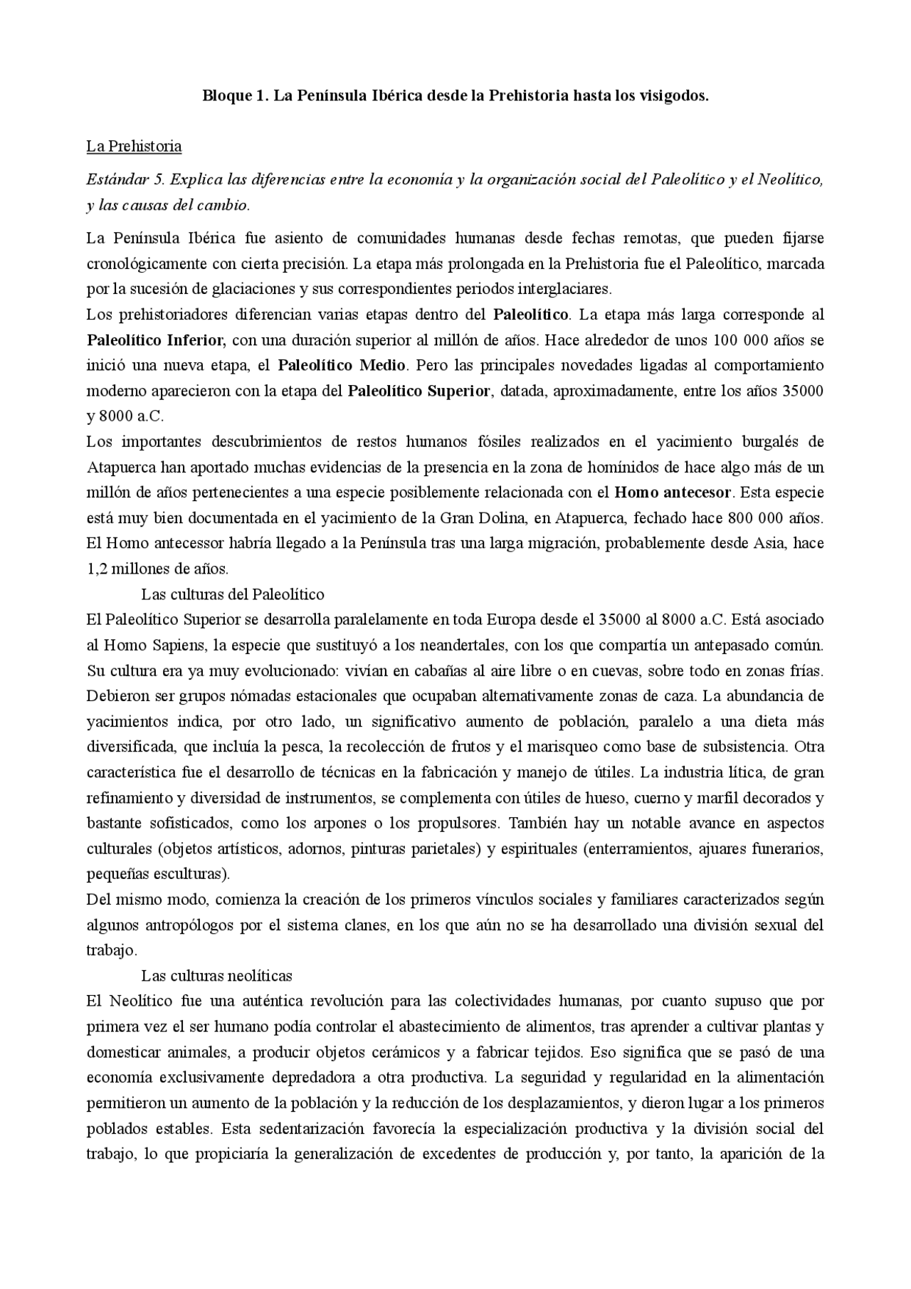 Bloque 1 Historia De España Apuntes De Historia De España Docsity
