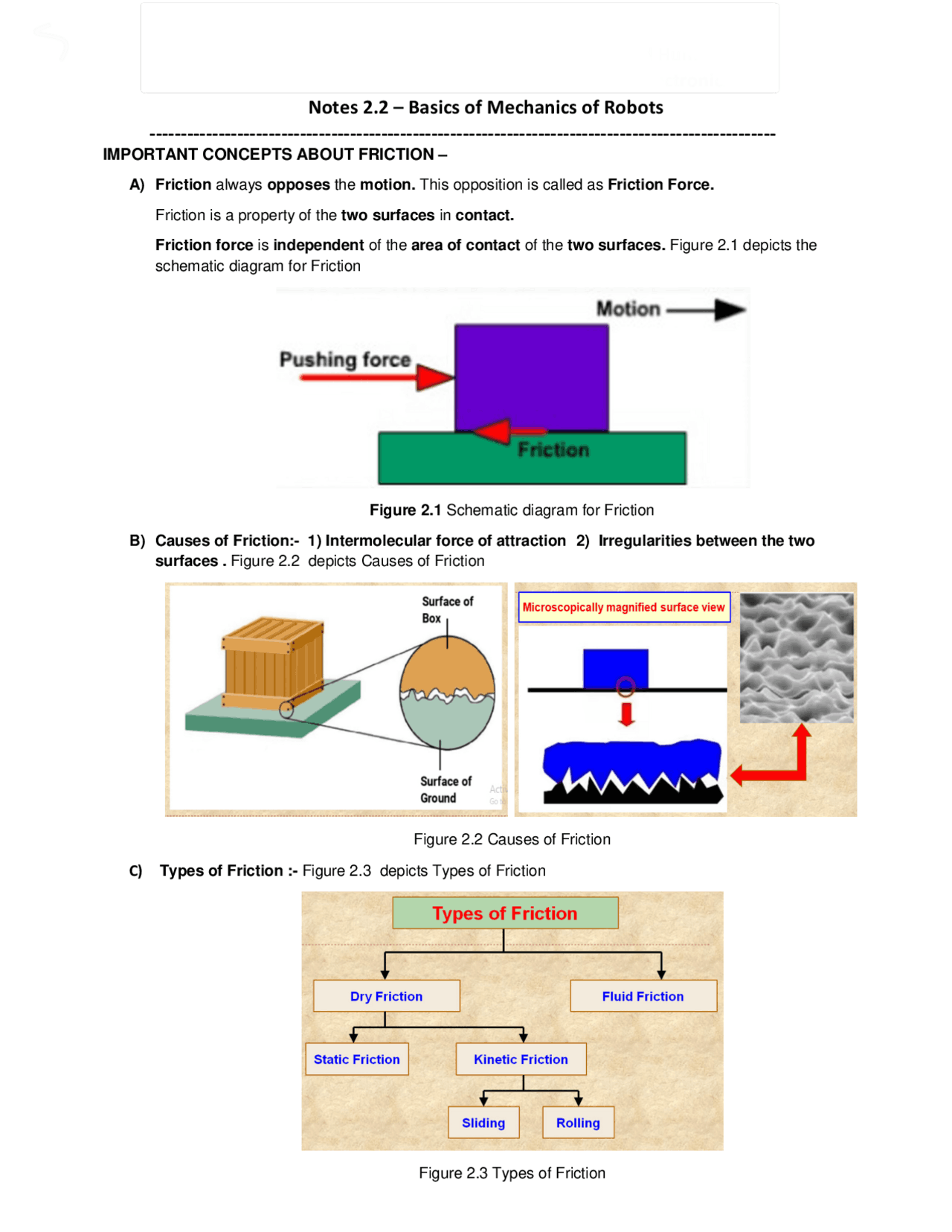 NOTES 2.2: Basics of Mechanics of Robots- important concepts about ...
