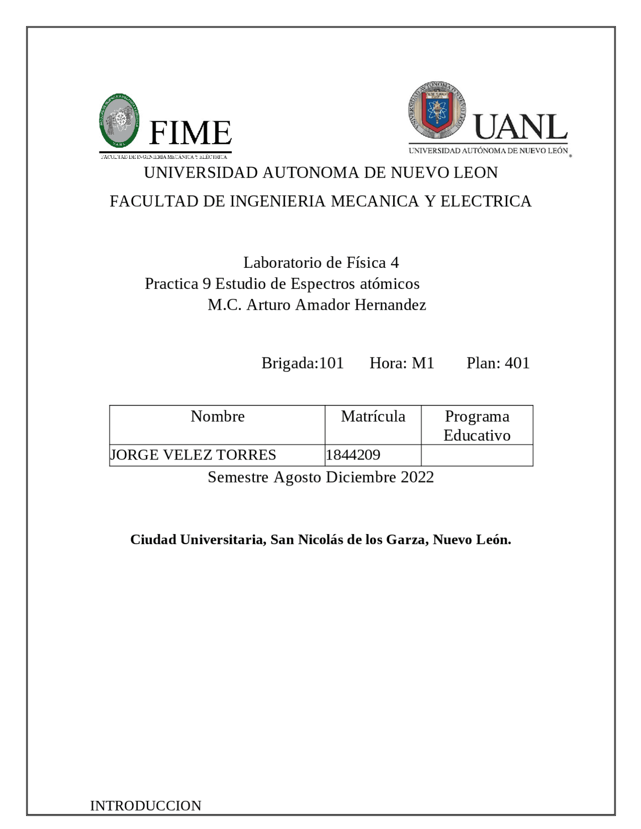 Practica 9 Laboratorio Fisica 4 Fime Ejercicios De Física Docsity