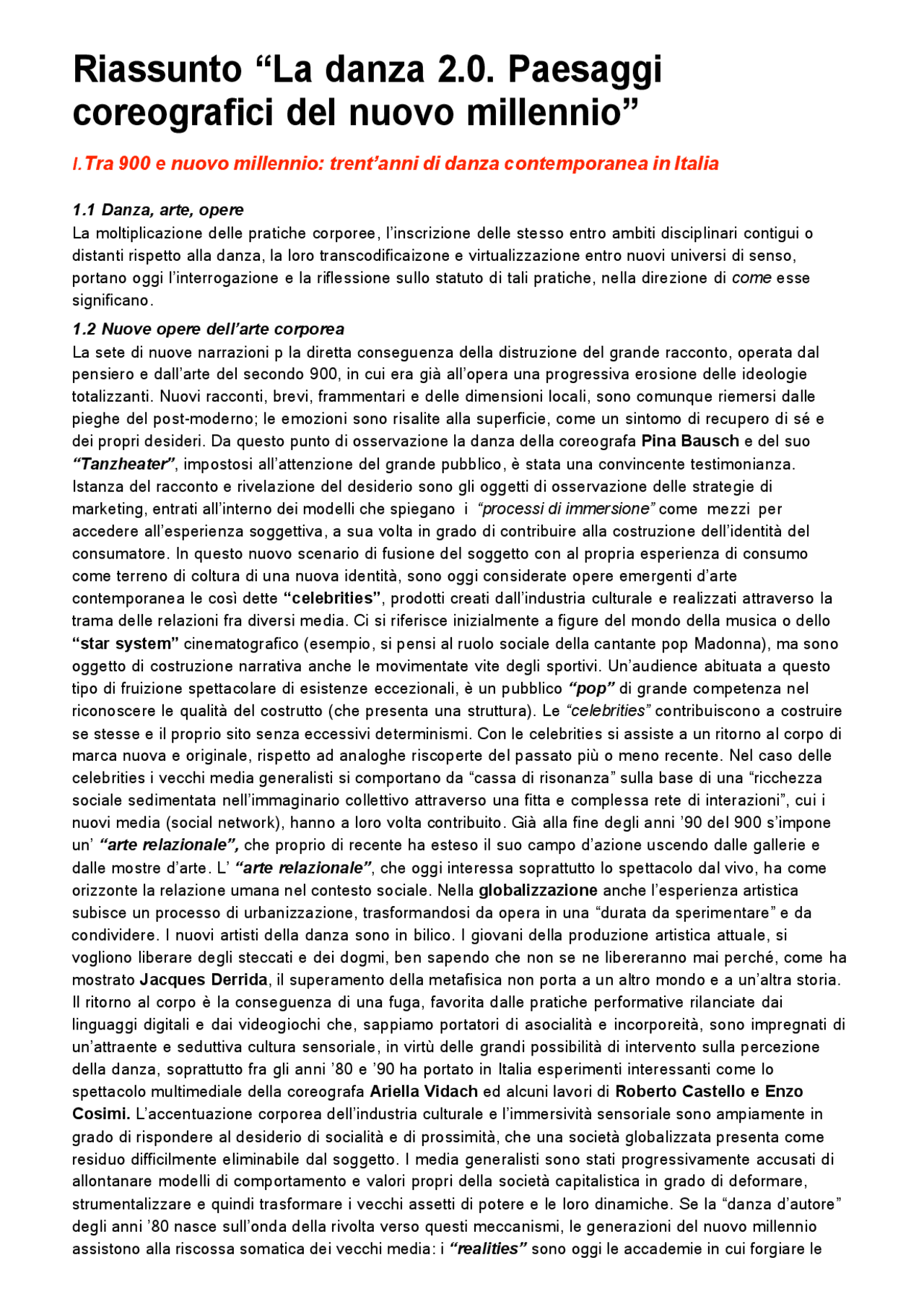Riassunto libro Danza 2.0 | Schemi e mappe concettuali di Storia dell ...