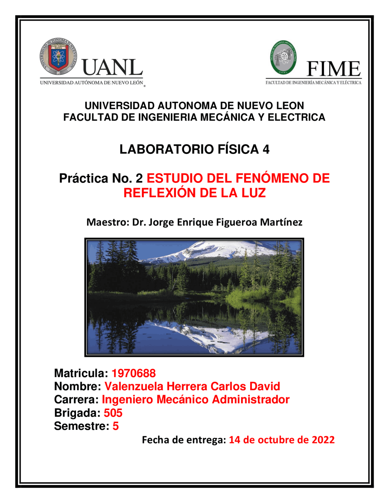 PRACTICA 2 - ESTUDIO DEL FENOMENO DE LA REFLEXION DE LA LUZ | Apuntes ...