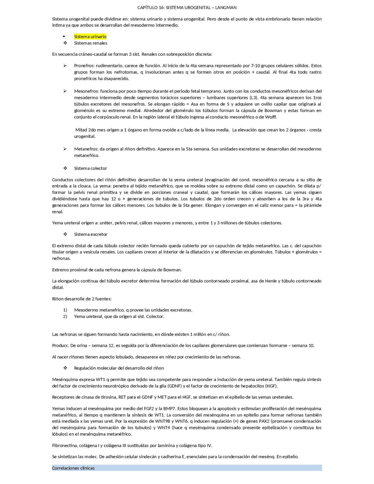 Capítulo 16 De Langman Apuntes De Embriología Docsity