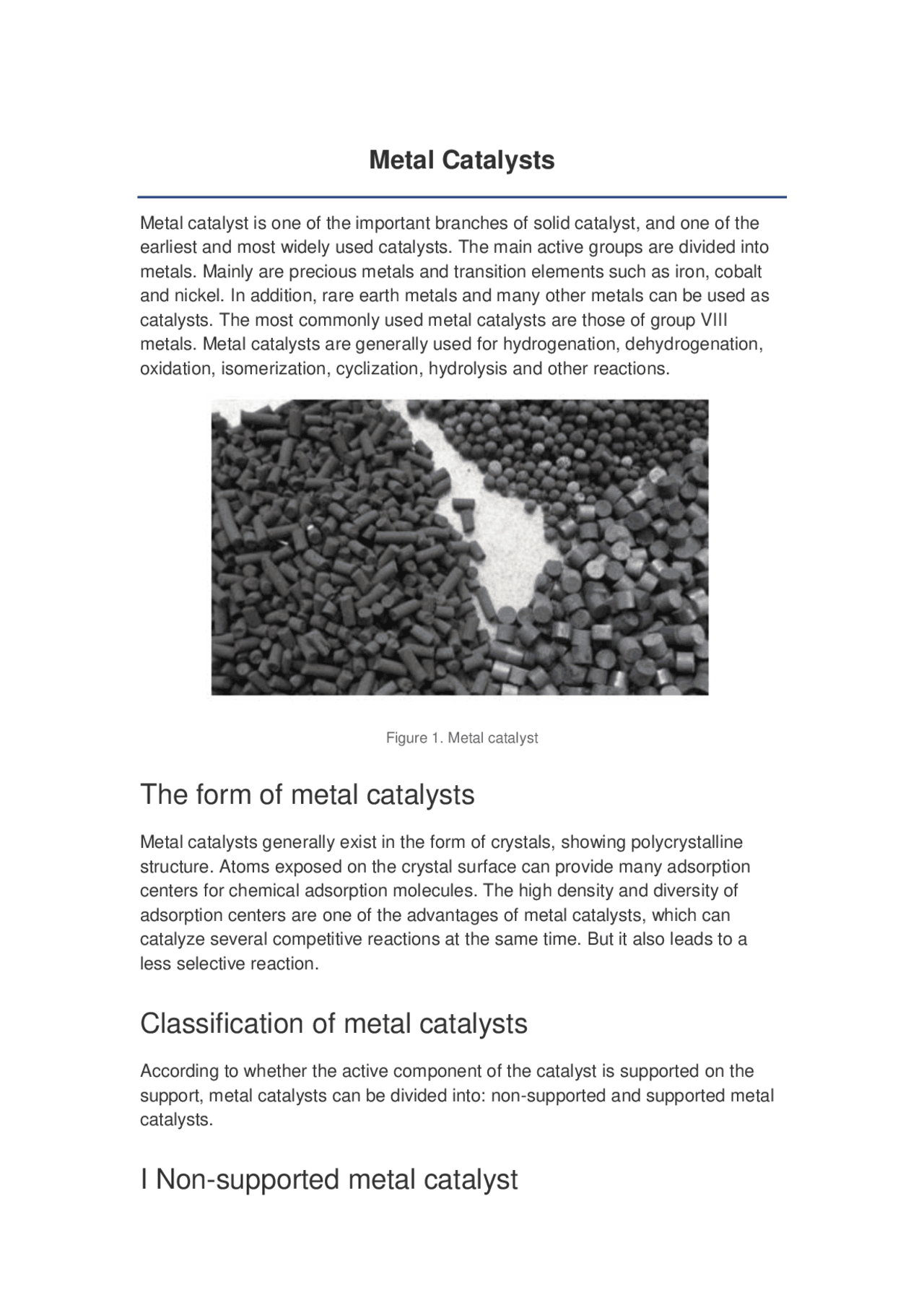 Classification and Function of Metal Catalysts | Study notes Organic ...