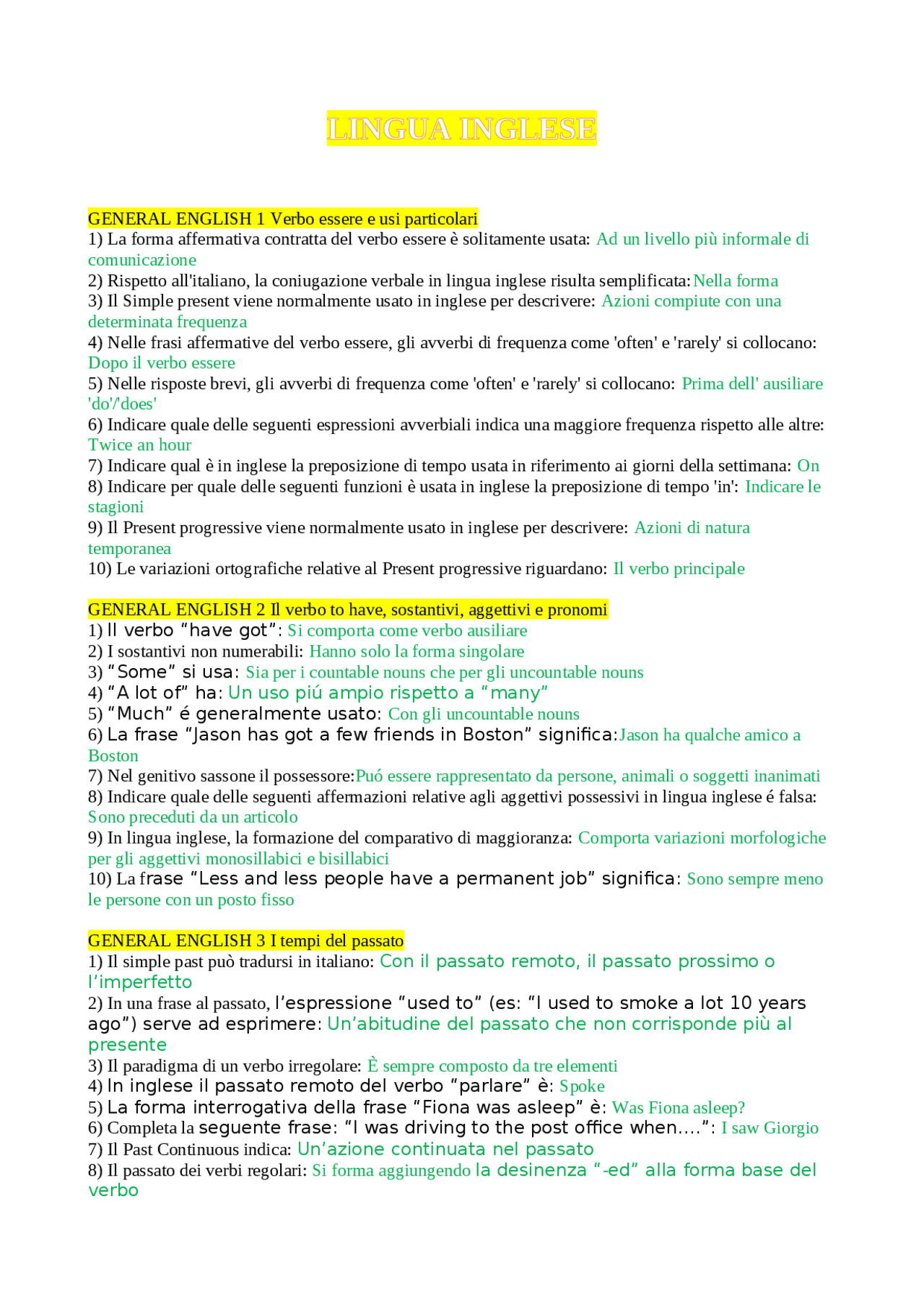 Test Di Autovalutazione Completi Di Fine Lezione Prove Desame Di