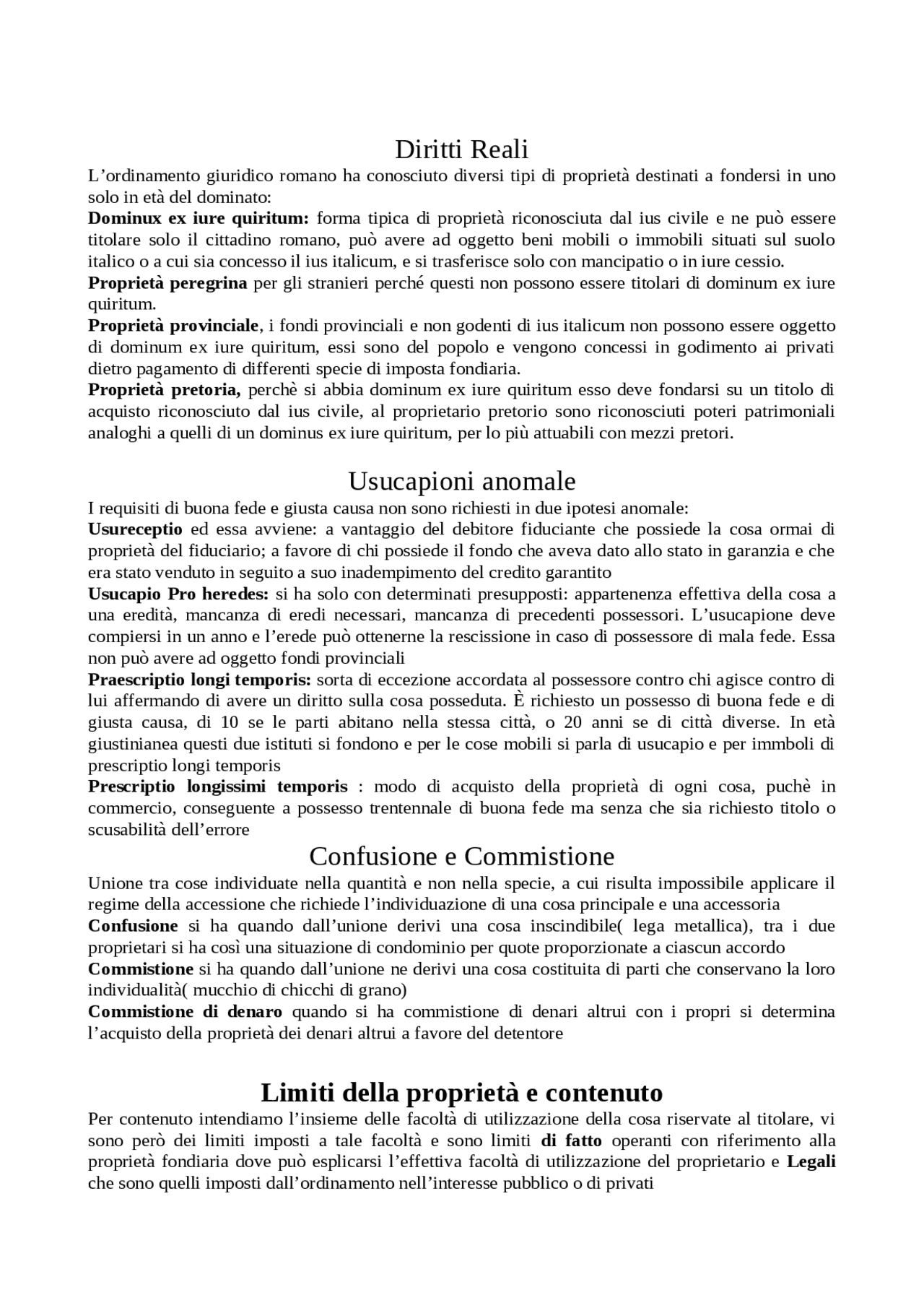 Riassunto Su Diritti Reali Usucapioni Anomale Confusione E