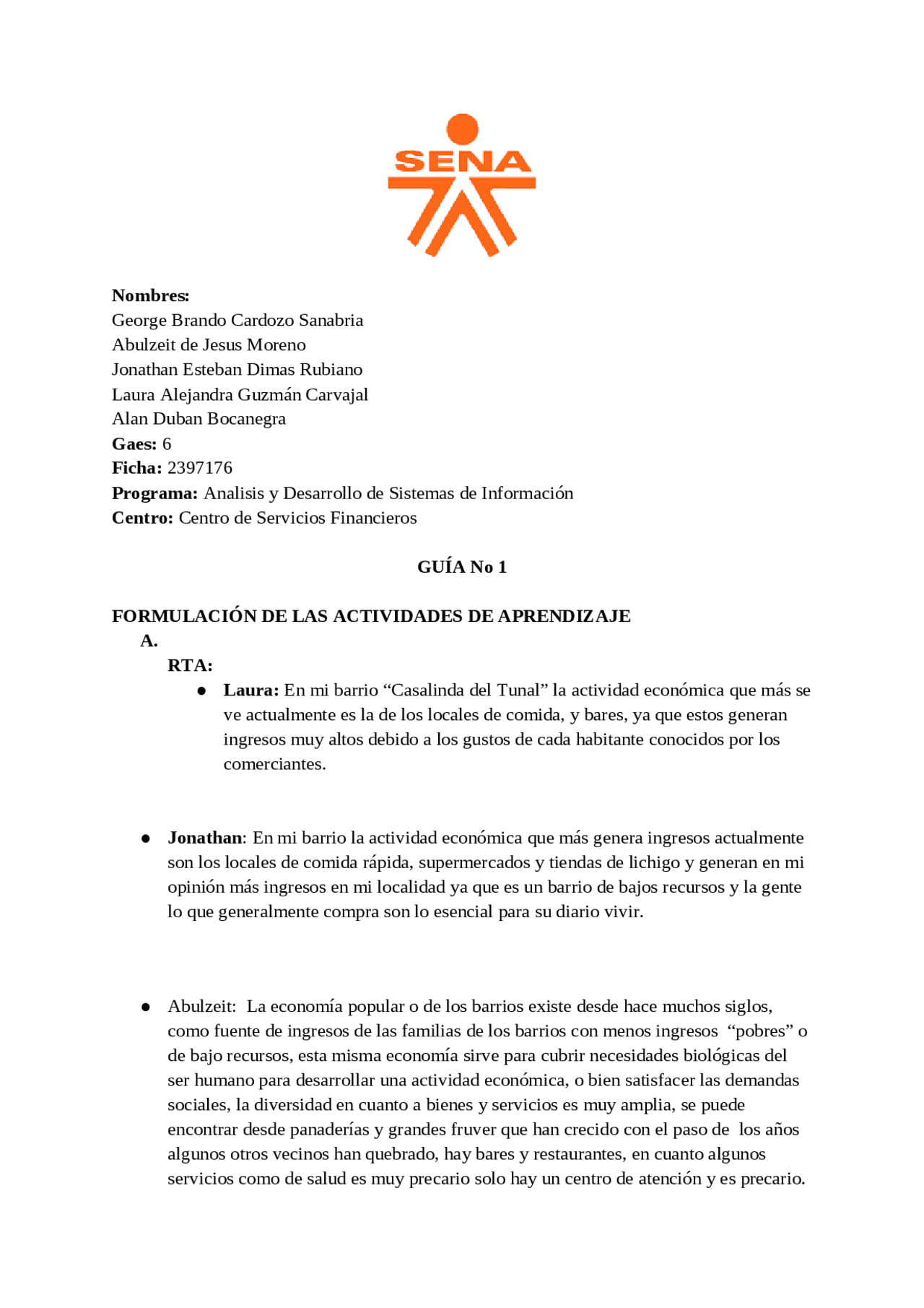 Algoritmos Sena Resúmenes De Matemáticas Apuntes De Sistemática Docsity