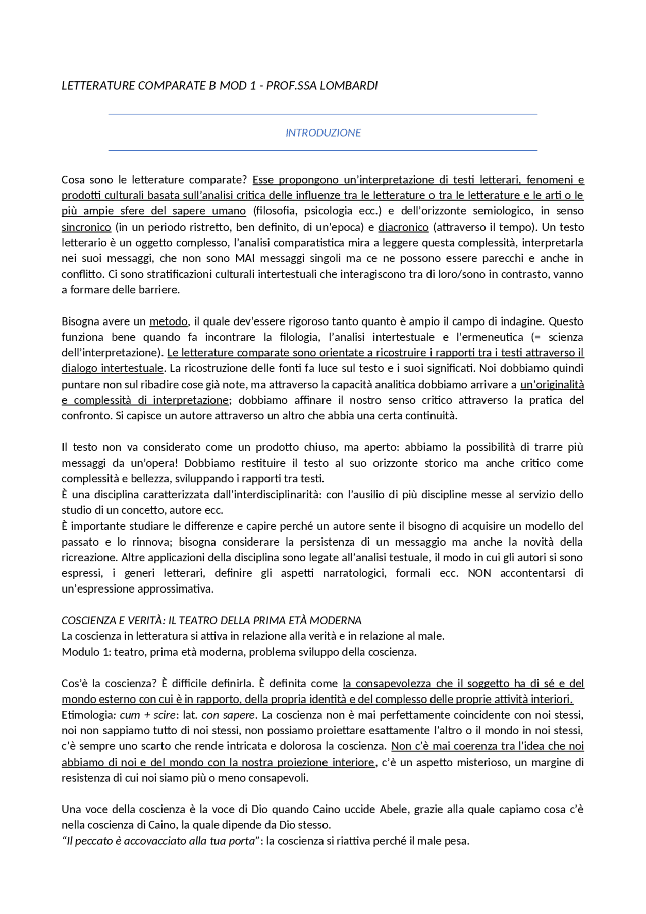 Letterature Comparate B Mod 1 Appunti Di Letterature Comparate Docsity