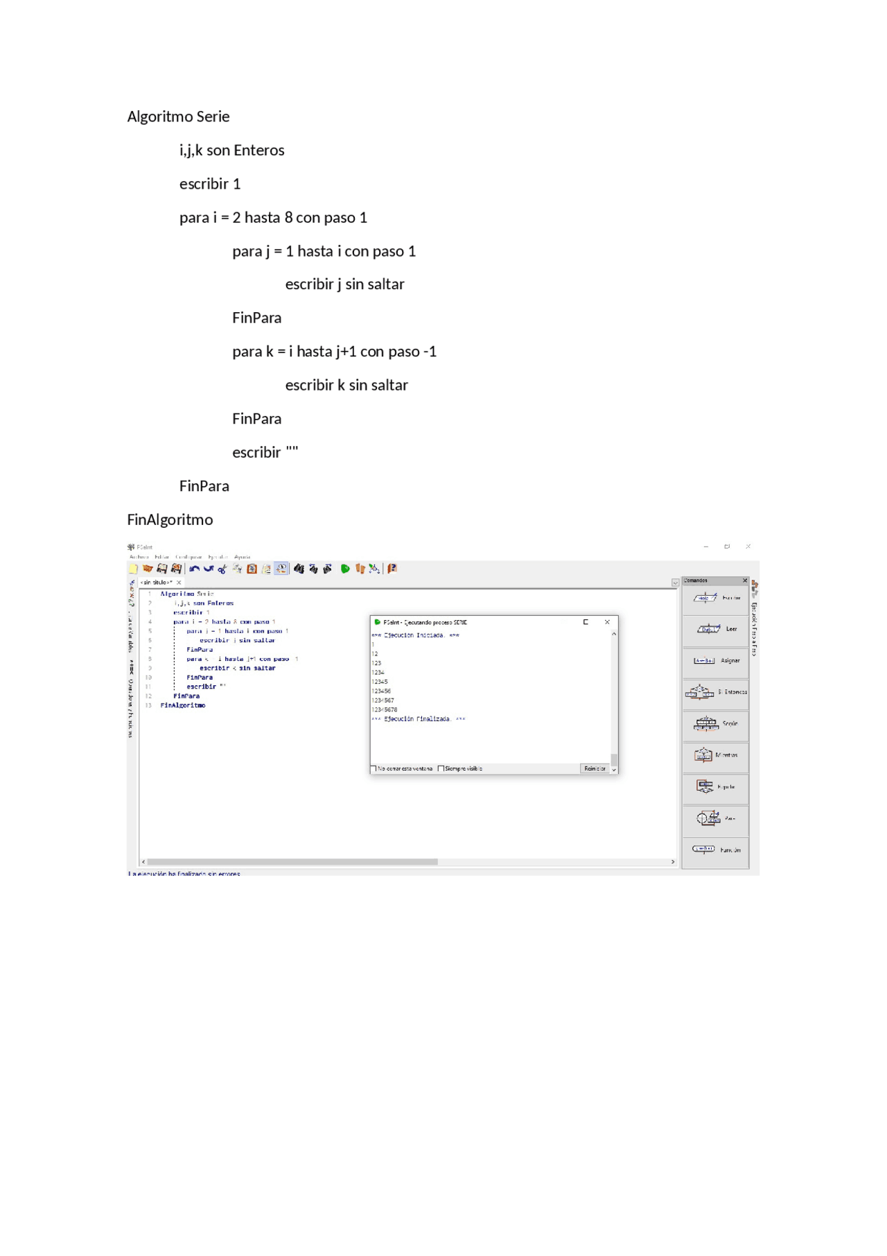 Obtenga un triangulo rectangulo de números Pseint 20220303 | Ejercicios de Programación C | Docsity