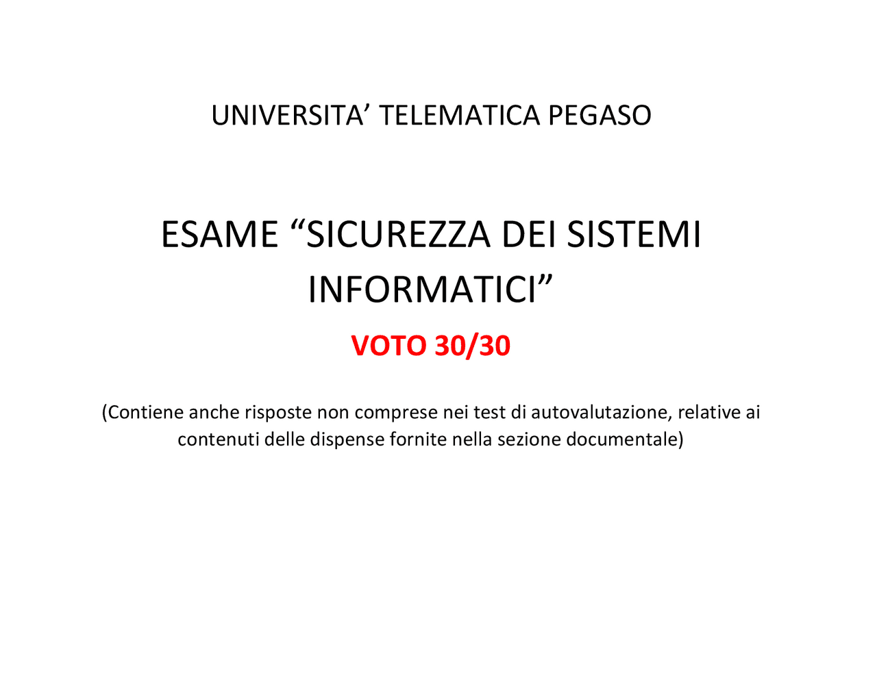 Screenshot Esame Sicurezza Dei Sistemi Informatici Pegaso Aa 2022