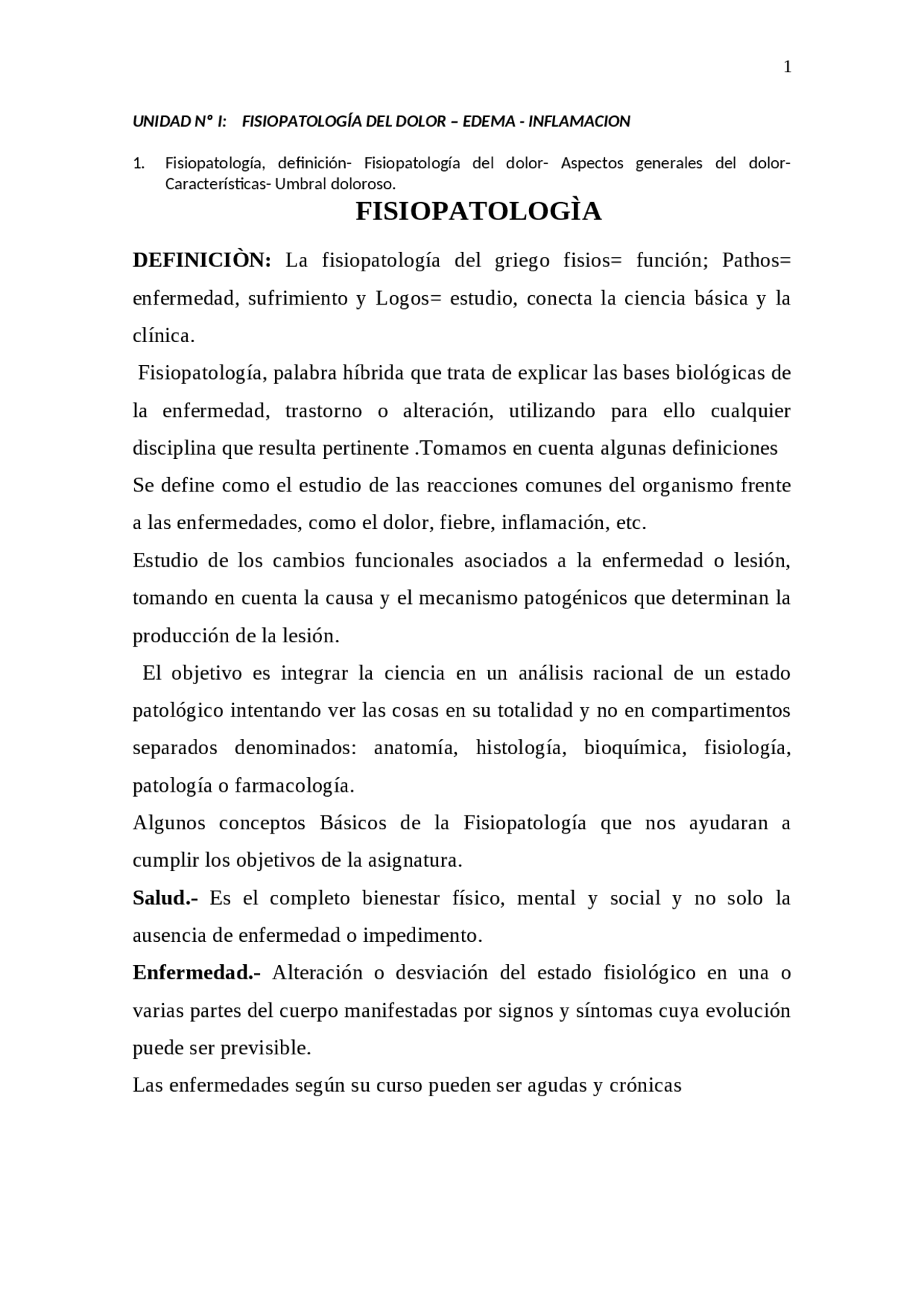 Fisiopatologia Del Dolor Resúmenes De Patología Docsity