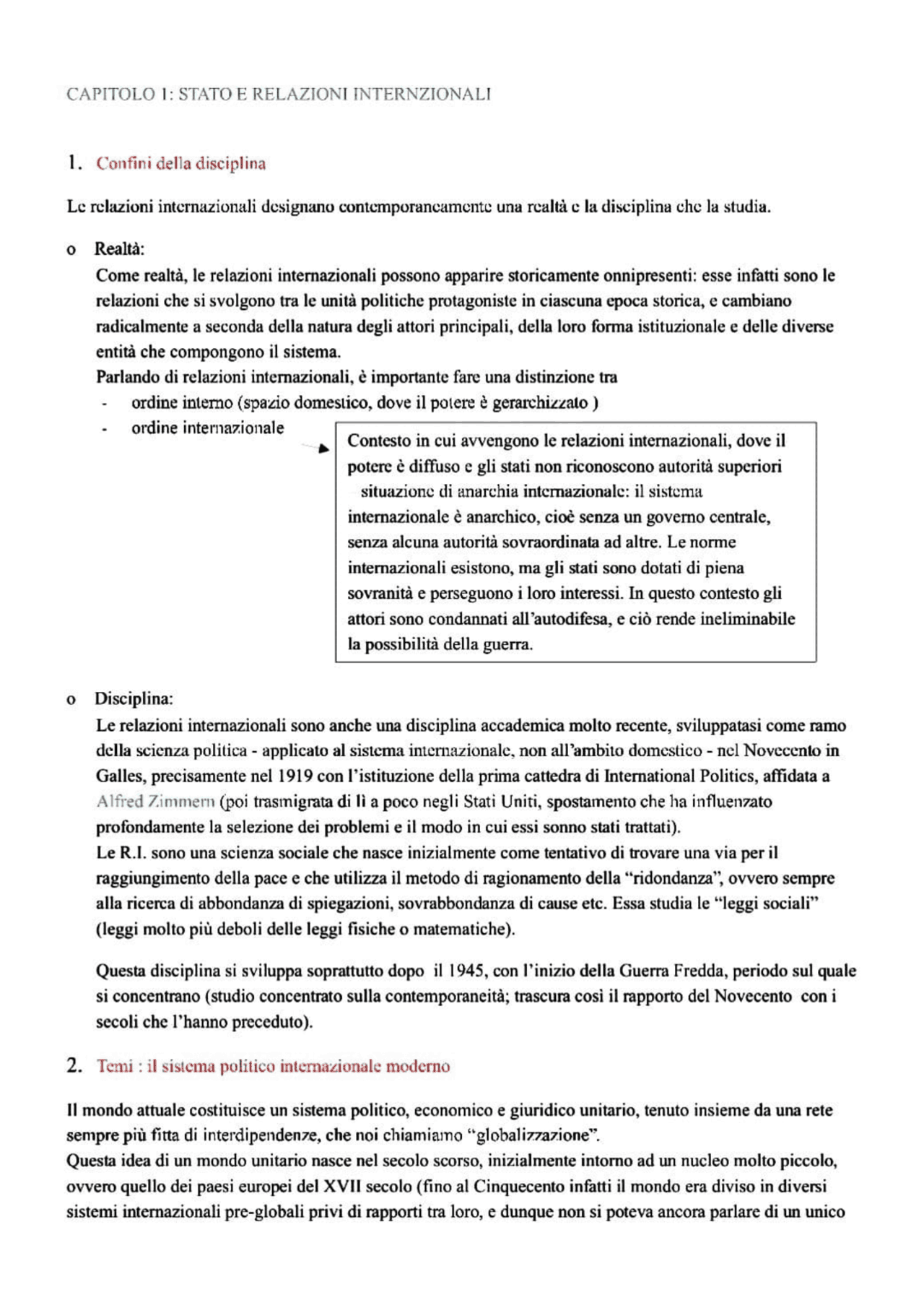 Riassunto Manuale Relazioni Internazionali Schemi E Mappe Concettuali