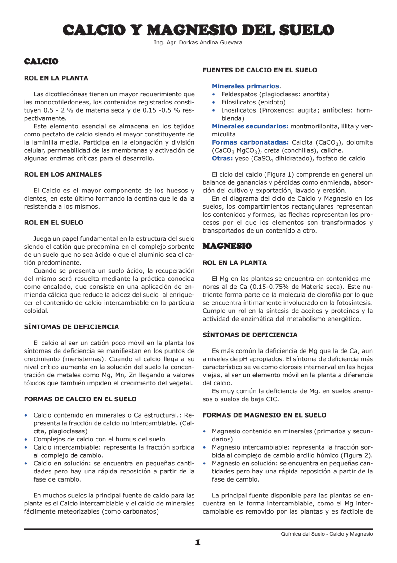 Calcio Y Magnesio En Los Suelos Fosrestales Resúmenes De Suelos Y