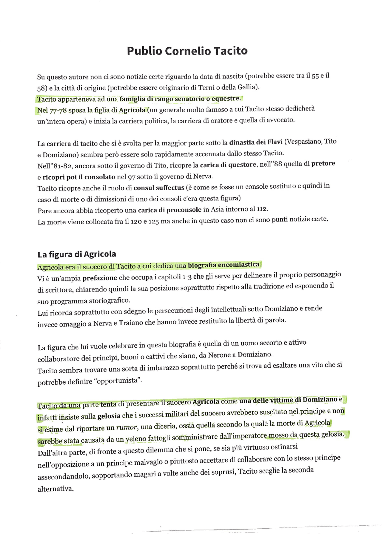 Publio Cornelio Tacito Appunti Di Latino Docsity