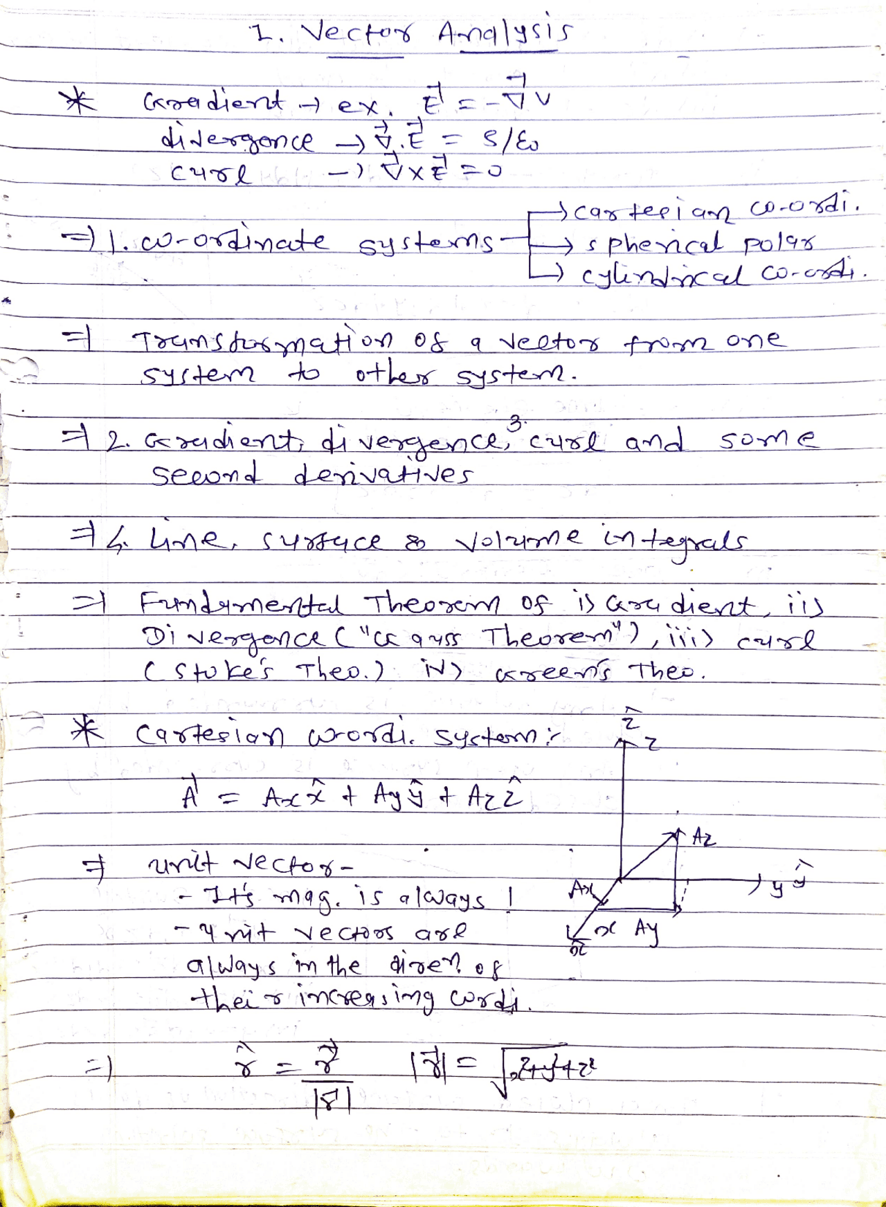 Introduction To Vector Analysis Lecture Notes Mathematical Physics Docsity