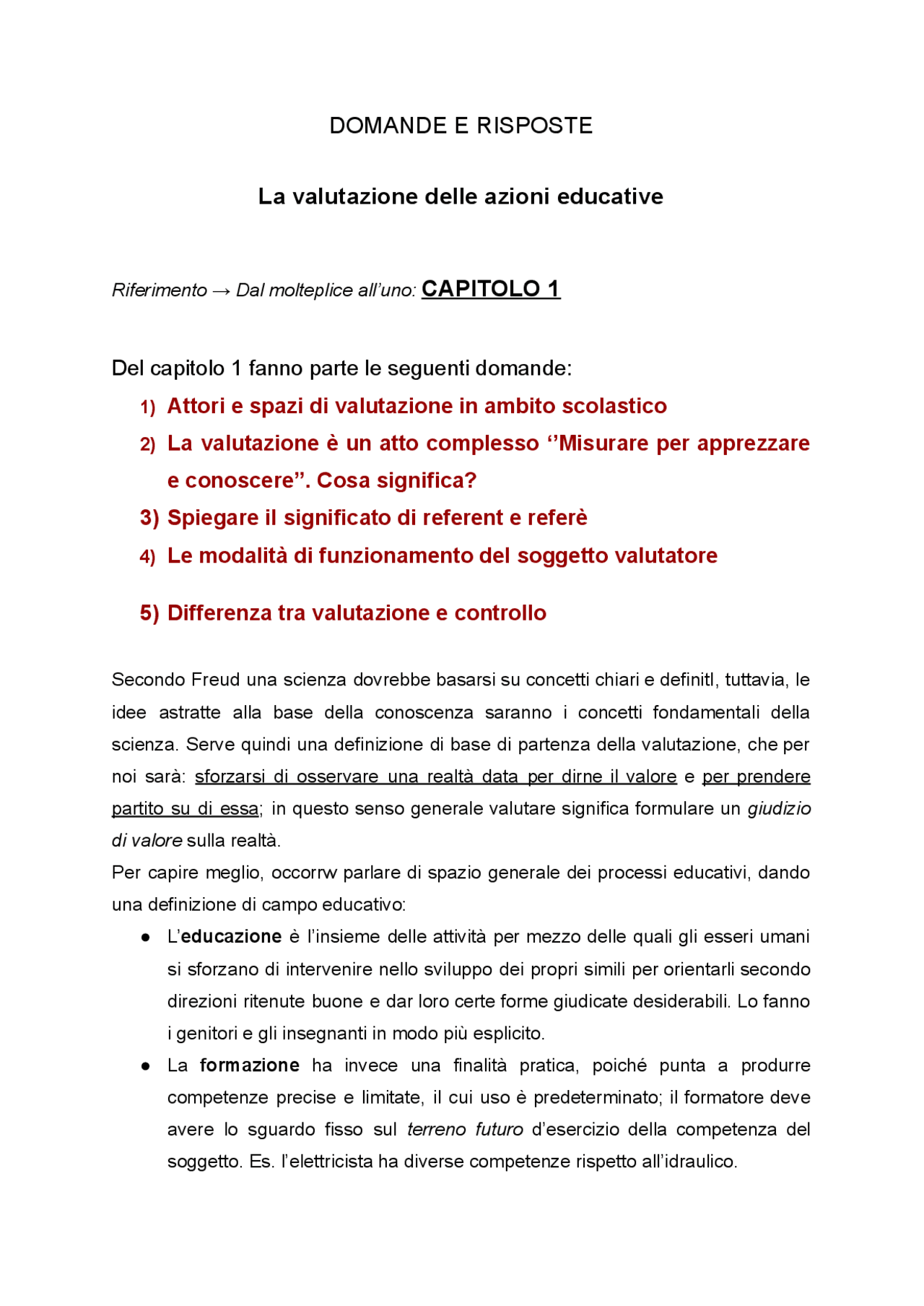 Domande e Risposte del libro LA VALUTAZIONE DELLE AZIONI EDUCATIVE ...