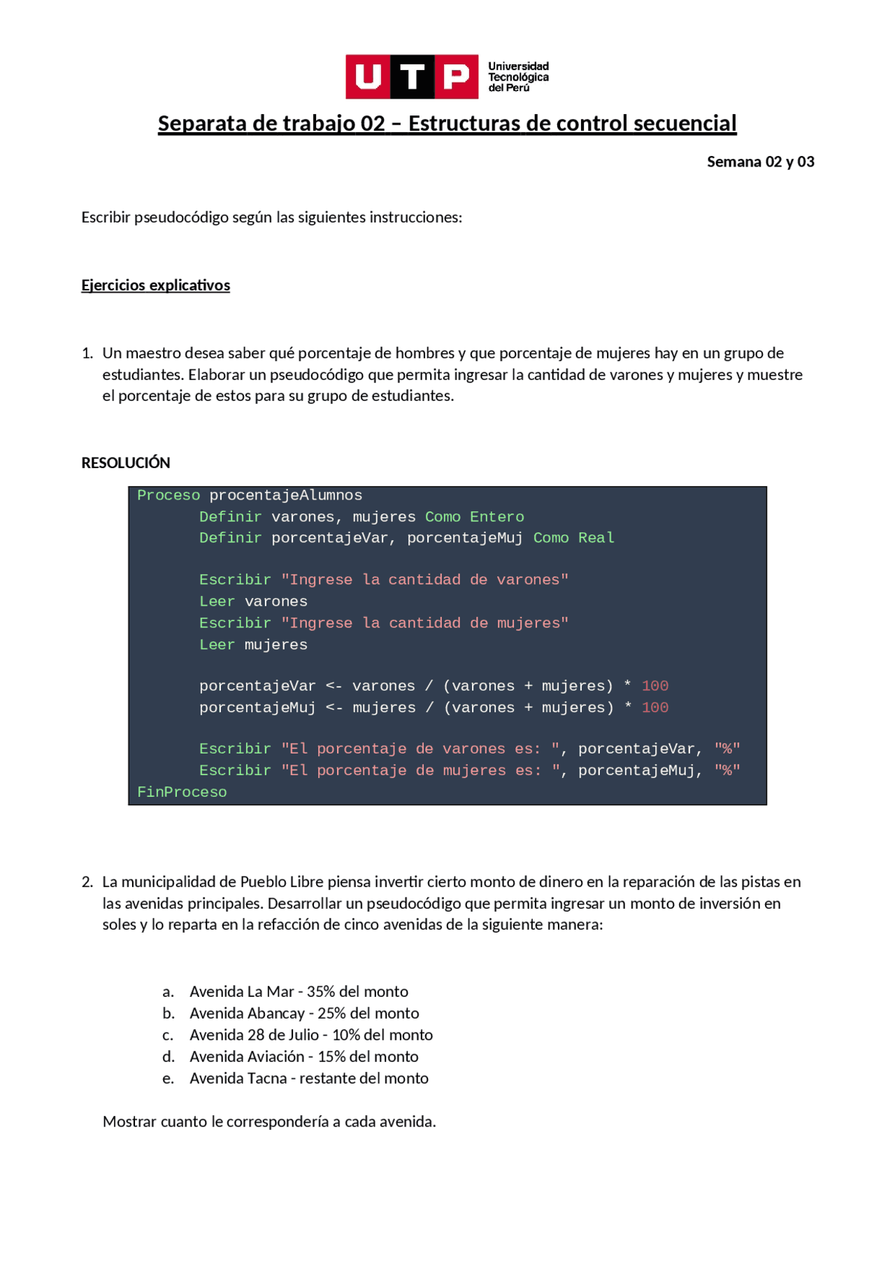 Principios de algoritmos | Ejercicios de Programación Informática | Docsity