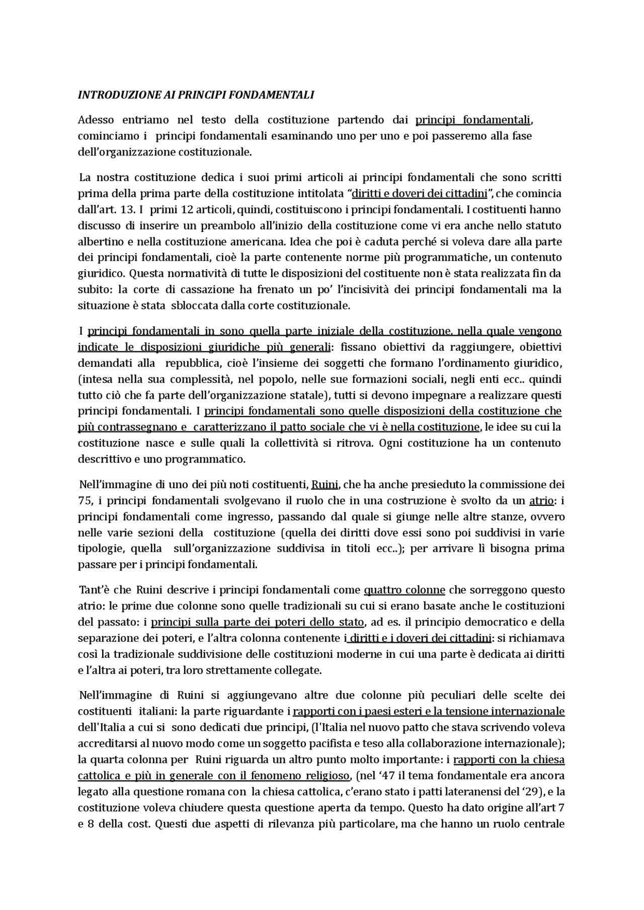 I Principi Fondamentali Appunti Di Diritto Costituzionale Docsity