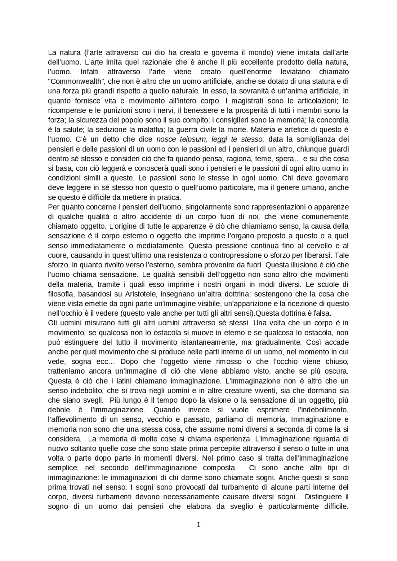 Il Leviatano, Thomas Hobbes | Sintesi del corso di Storia Della ...