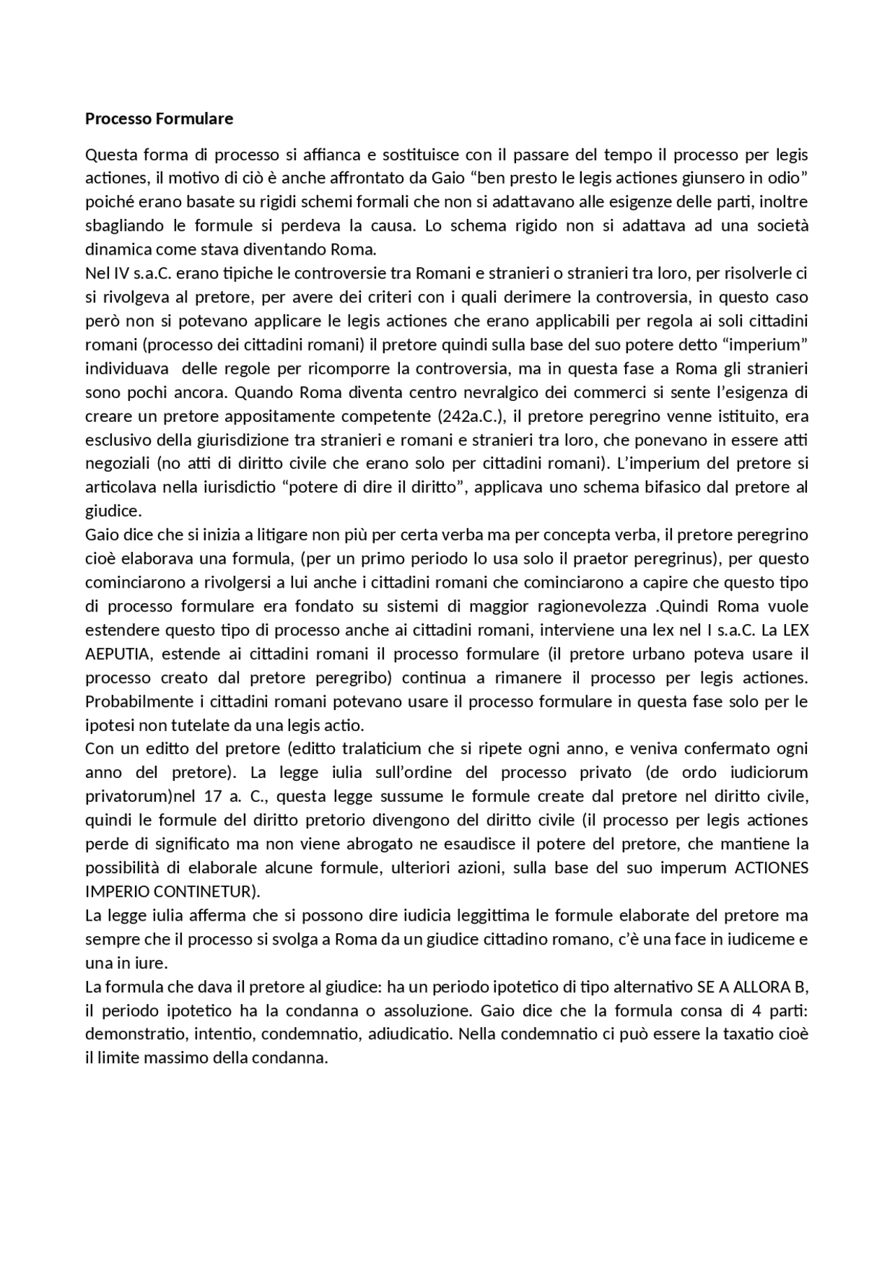 Processo Formulare Diritto Romano Appunti Di Diritto Romano Docsity