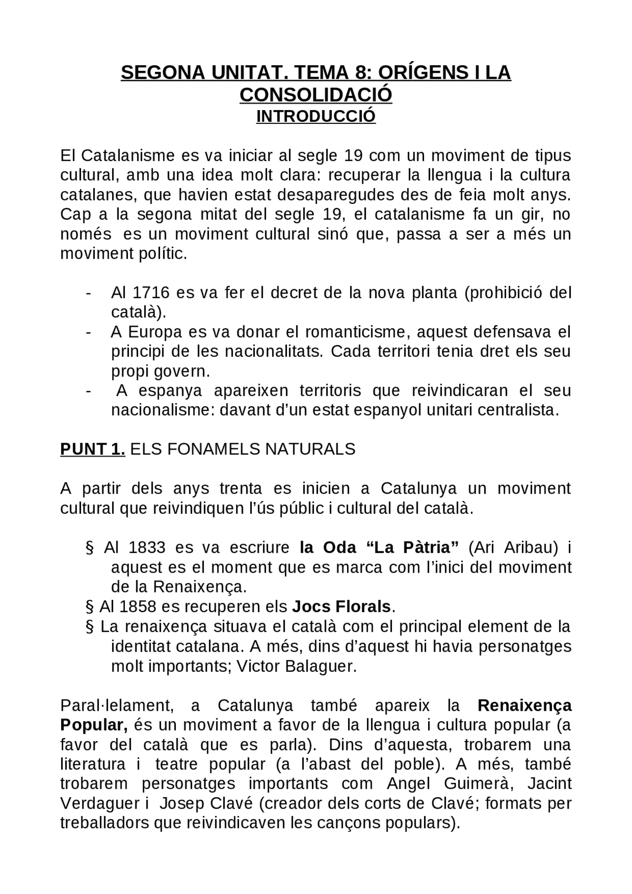 Apuntes Del Catalanisme Apuntes De Historia De España Docsity