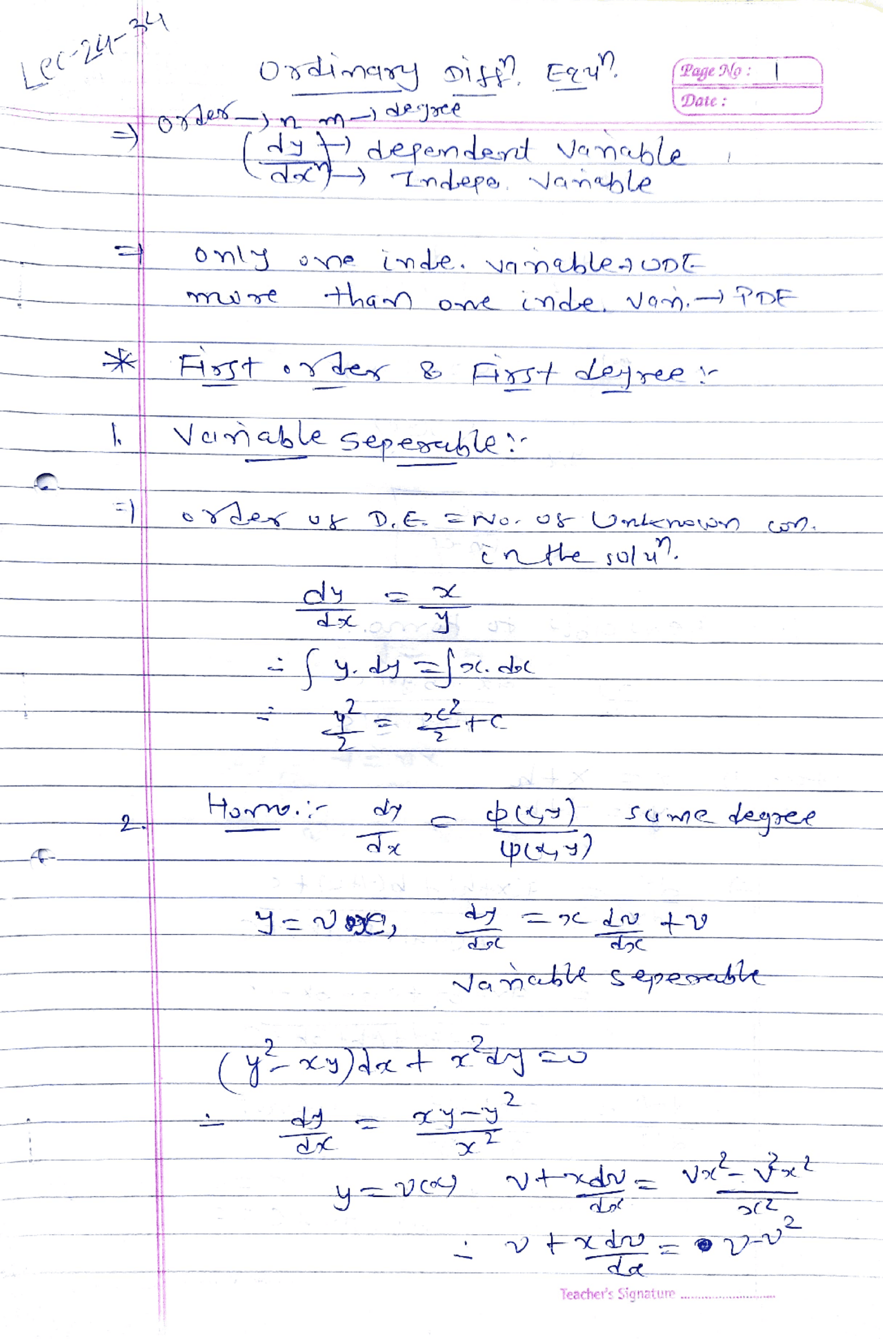 Ordinary Differential Equation Lecture Notes Mathematical Physics
