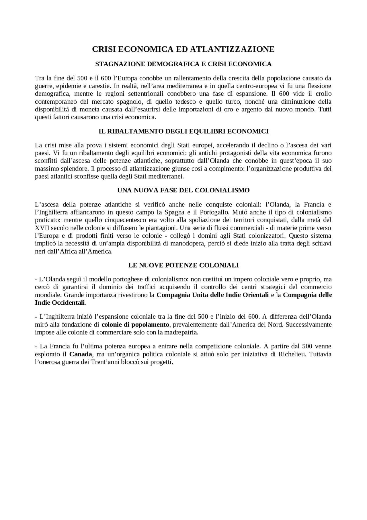 Il Seicento In Storia Appunti Di Storia Docsity