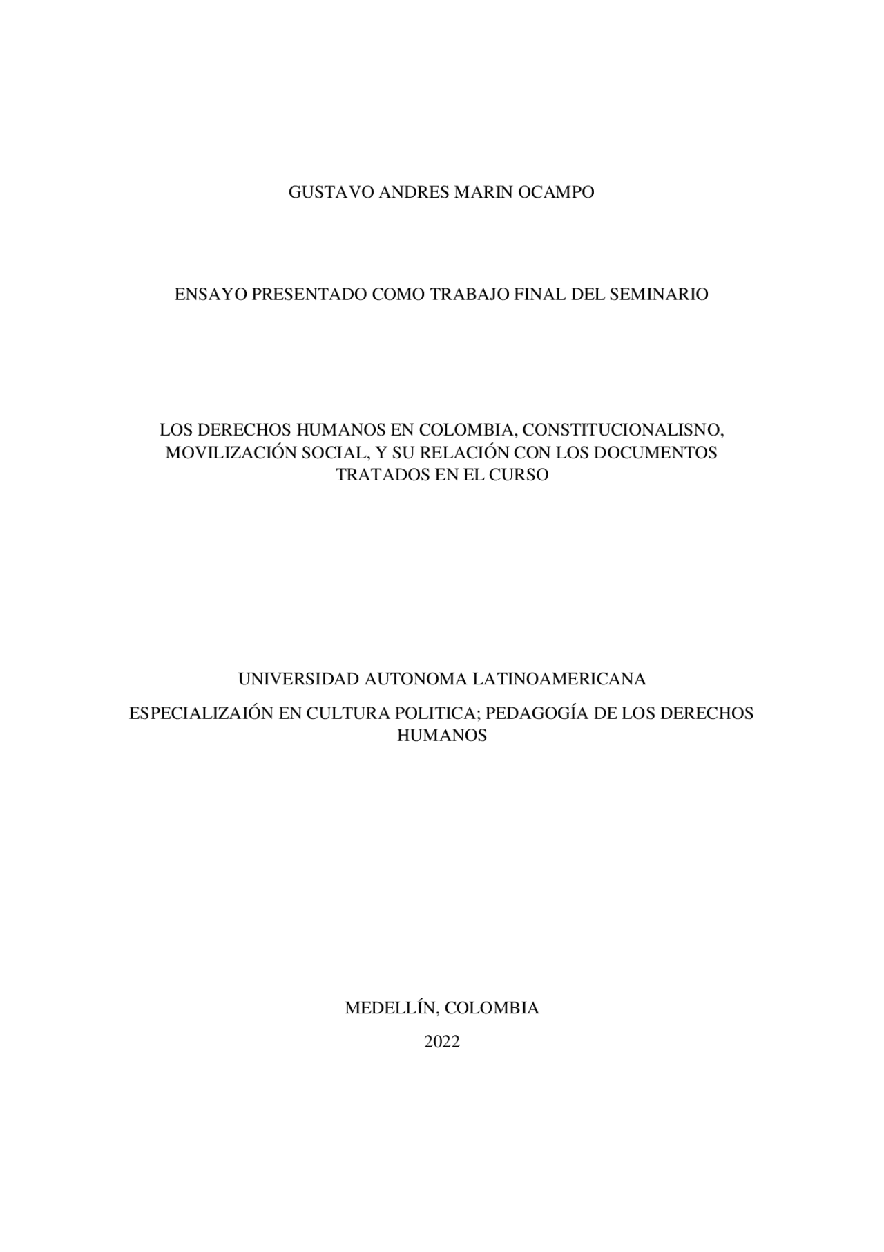 Derechos Humanos En Colombia Resúmenes De Derechos Humanos Docsity