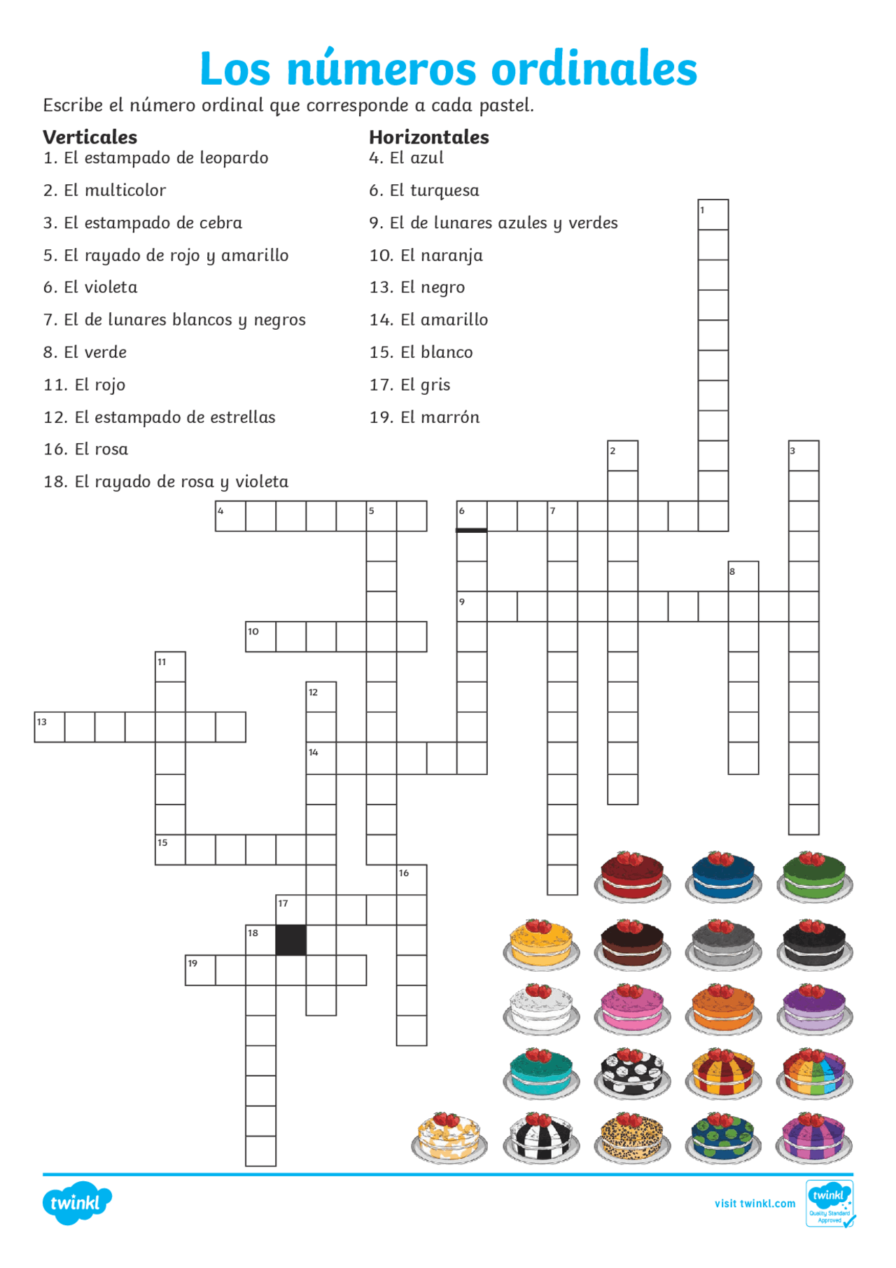 Números Ordinales actividades | Ejercicios de Matemáticas | Docsity