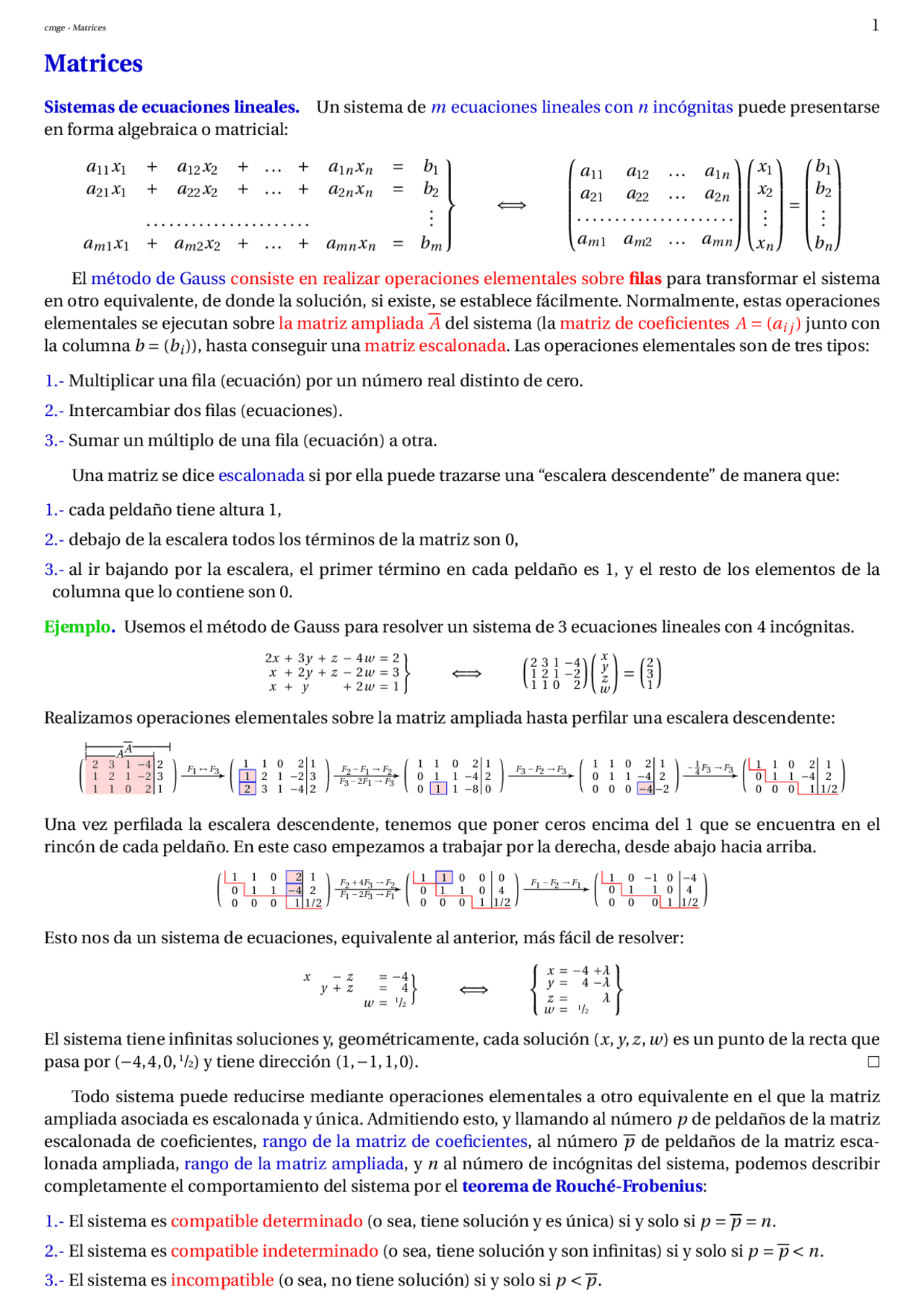 Resumen matrices matemáticas | Resúmenes de Matemáticas | Docsity